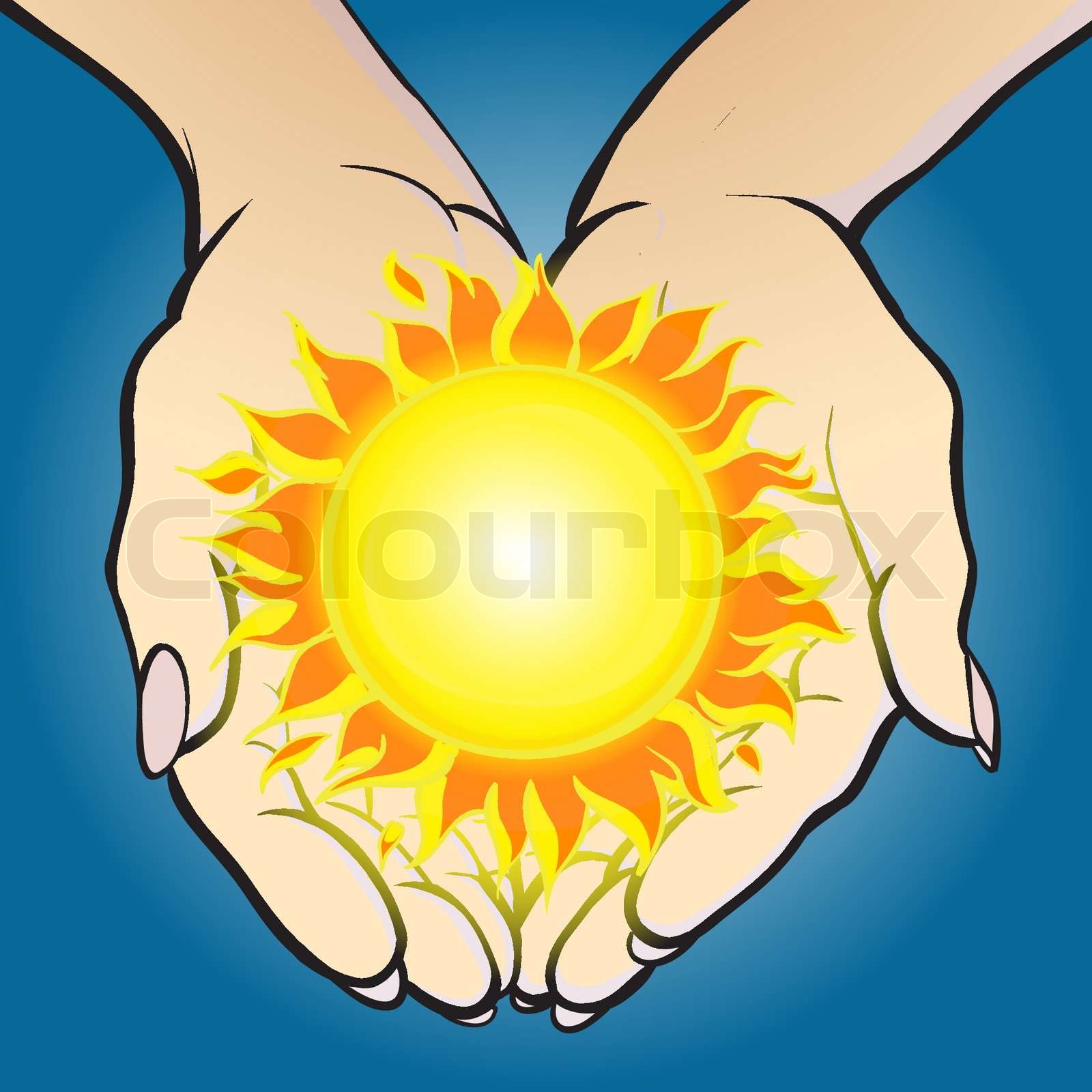 hands holding sun and giving it | Stock vector | Colourbox