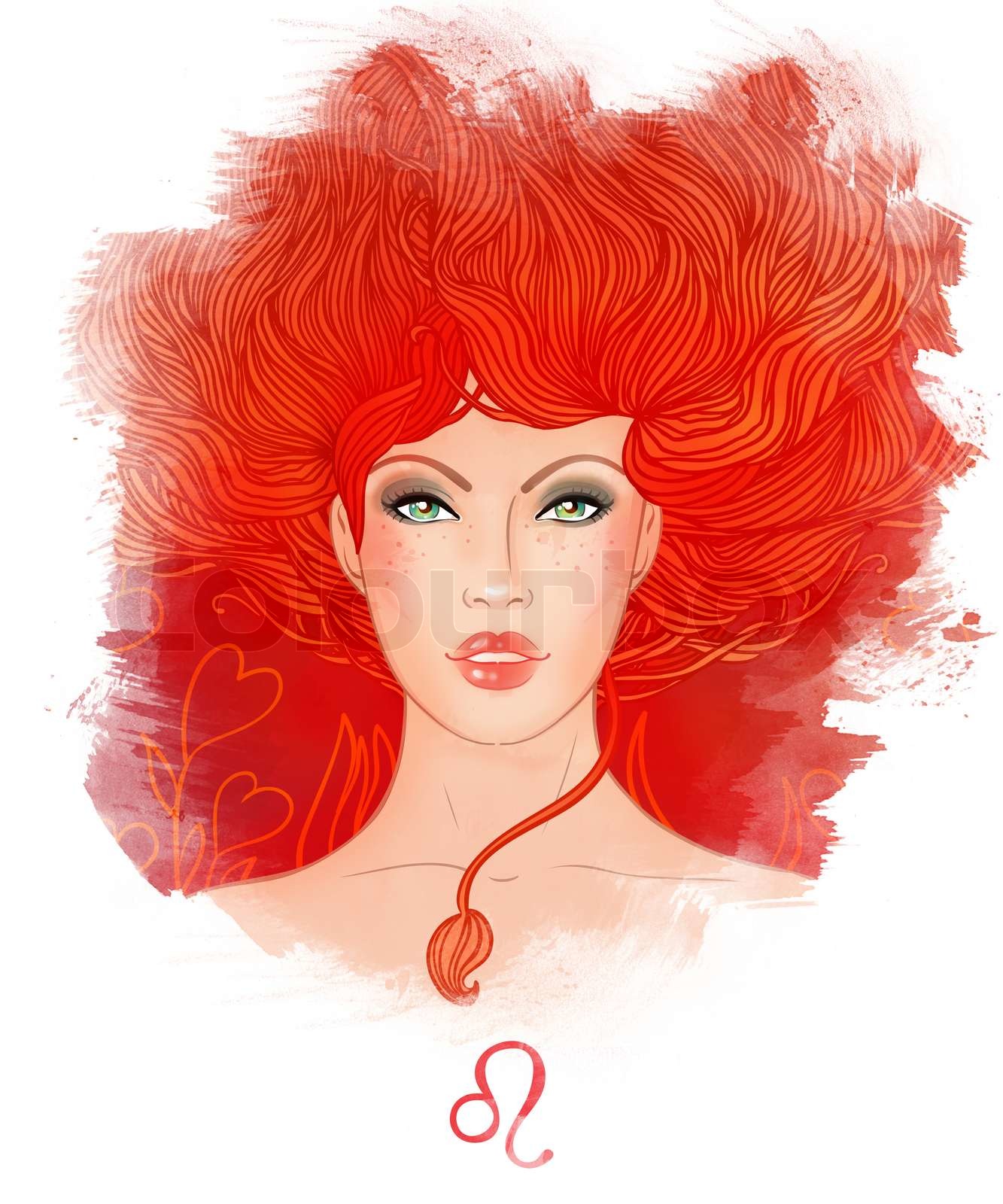 Illustration af leo stjernetegn tegn som en smuk pige | Stock foto ...