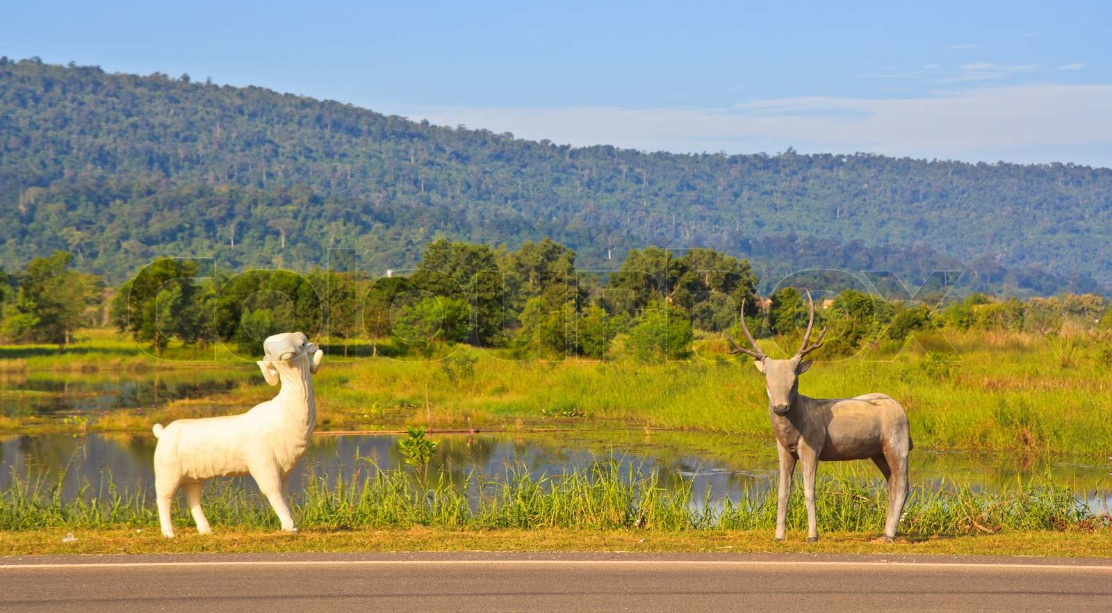 deer and Sheep statue | Stock image | Colourbox