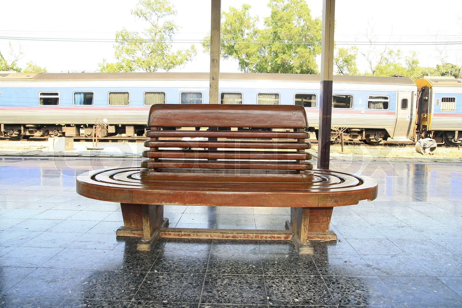 wood chair for Railway station,Chiangmai Thailand | Stock image | Colourbox