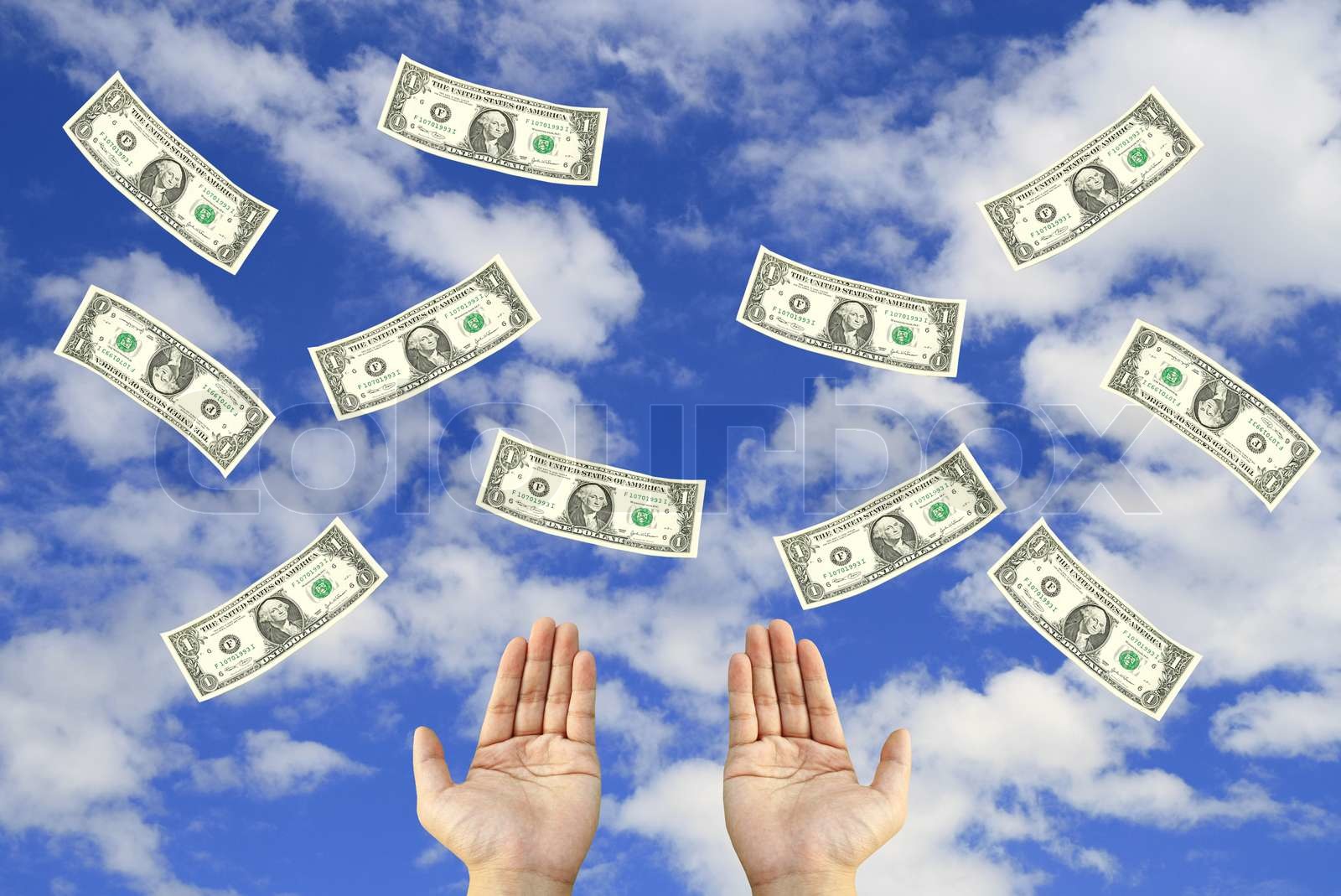 Money fly in sky | Stock image | Colourbox