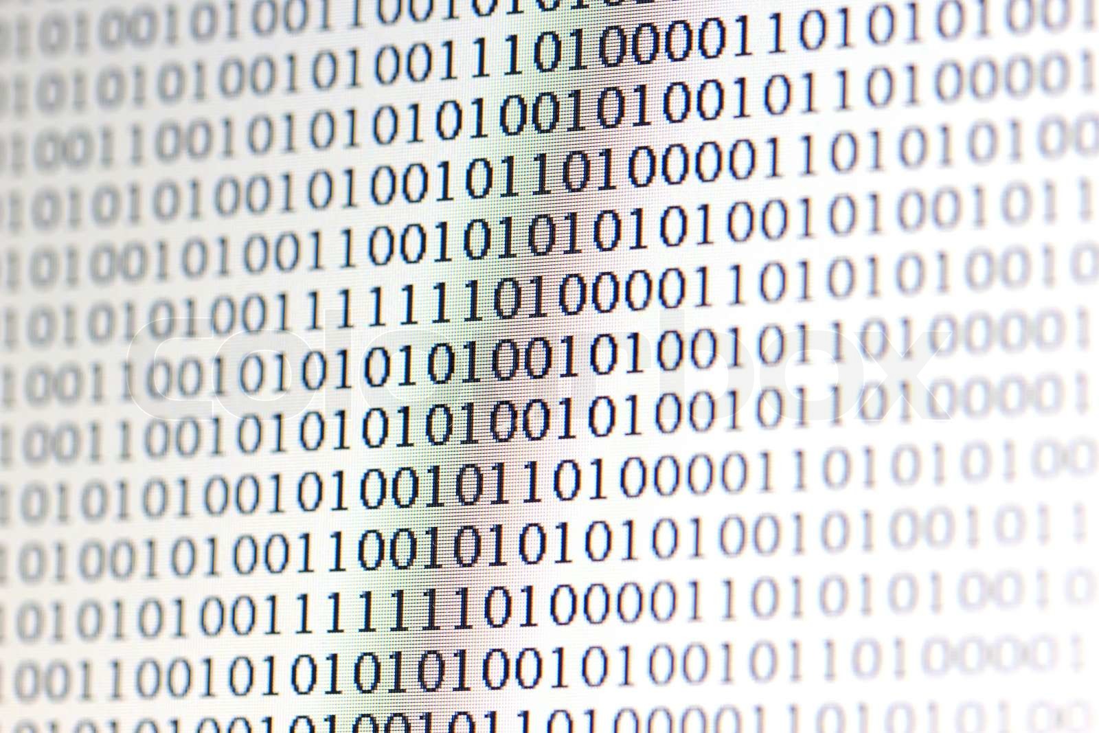 0,1, binary code on LED computer monitor | Stock image | Colourbox