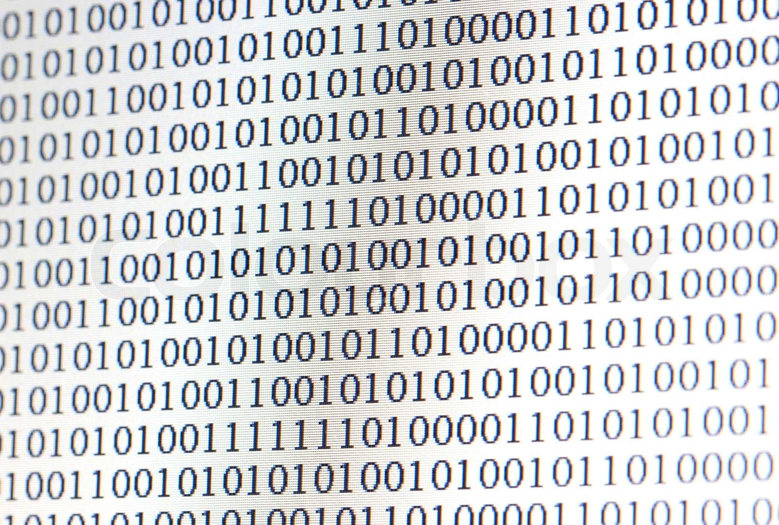 0,1 , Binär-Code auf LED Computermonitor | Stock Bild | Colourbox