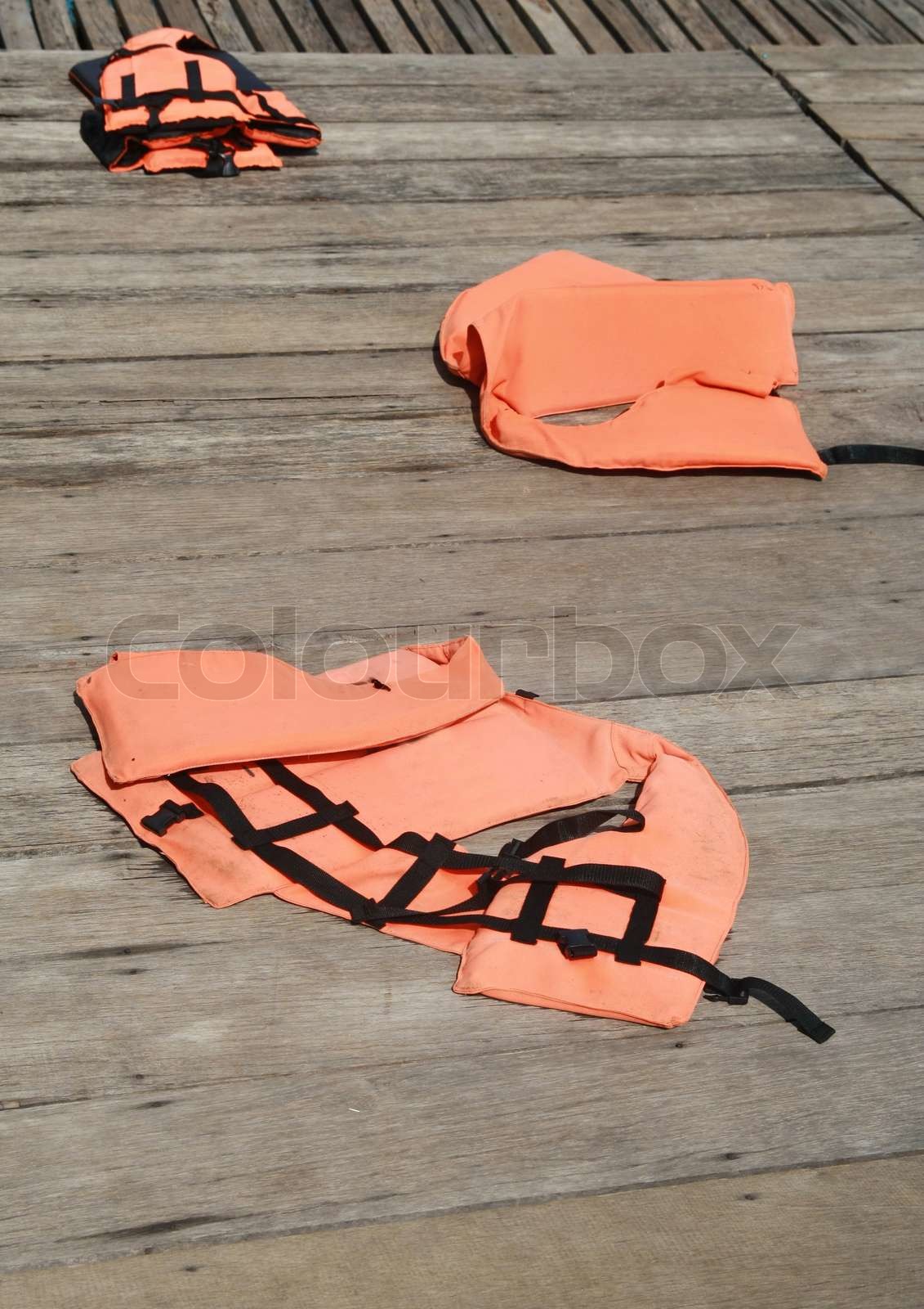 life vest on wood floor | Stock image | Colourbox