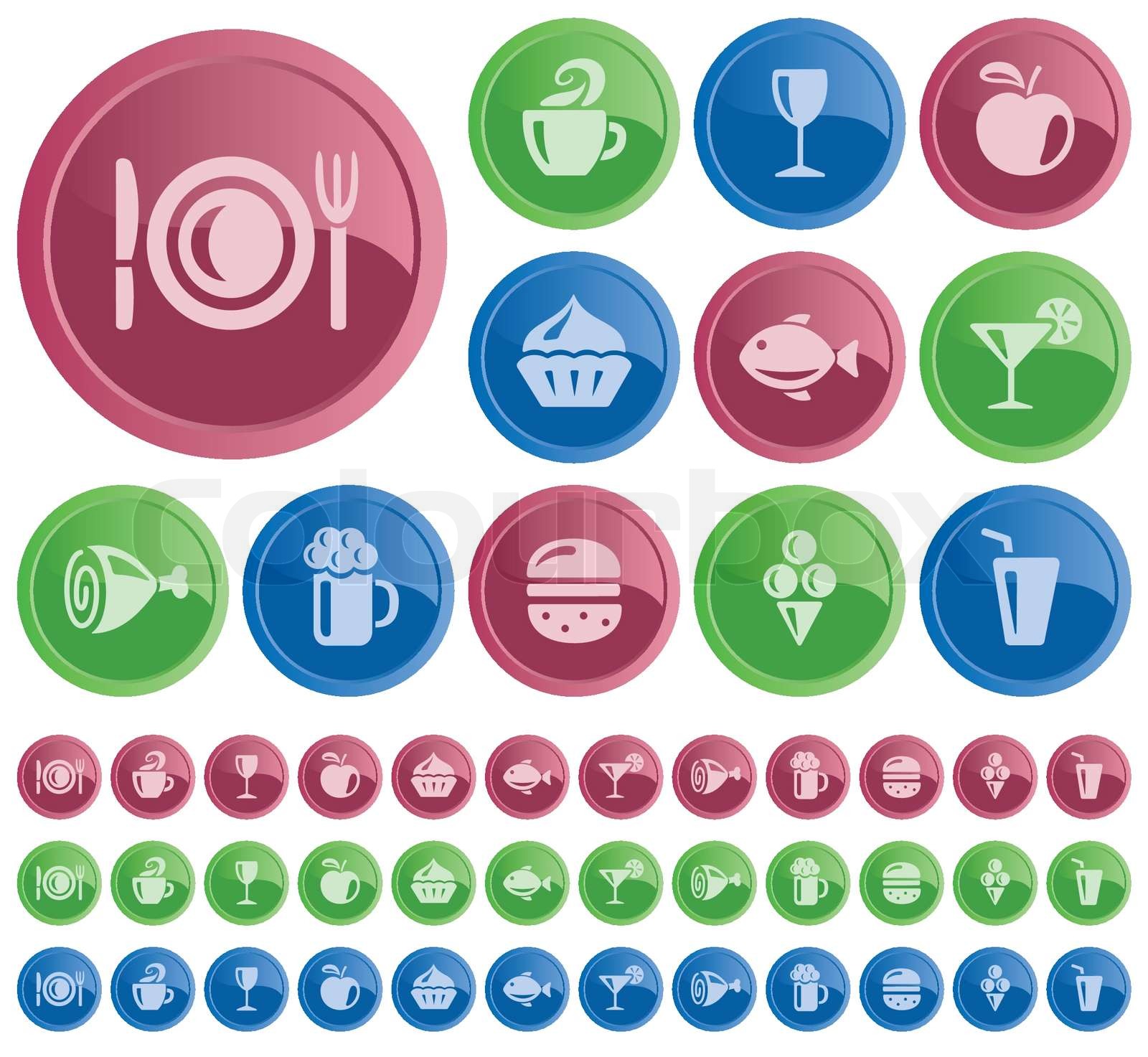 Food and drink buttons | Stock vector | Colourbox