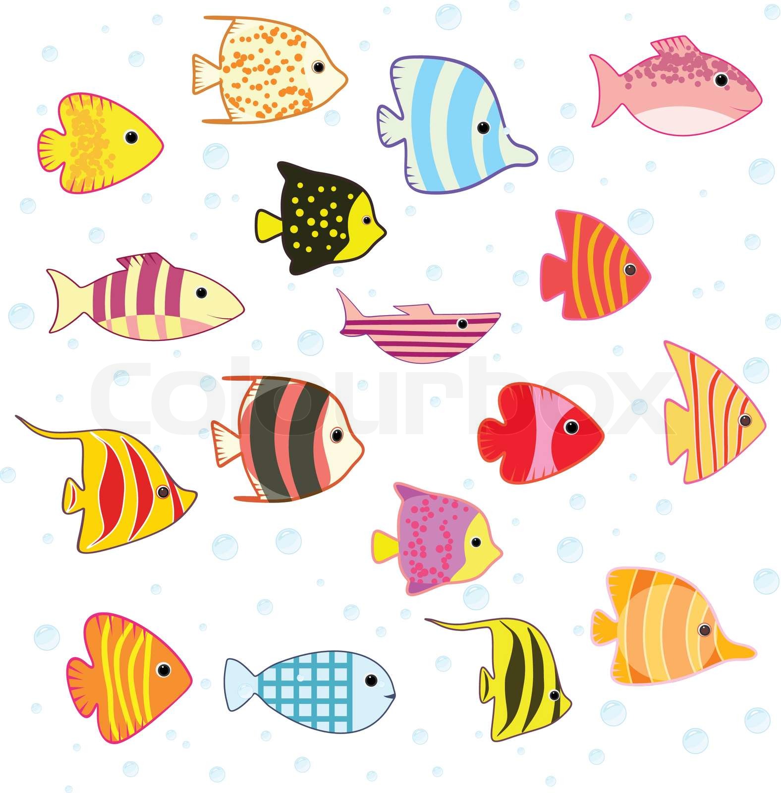 cartoon tropical fish set | Stock vector | Colourbox