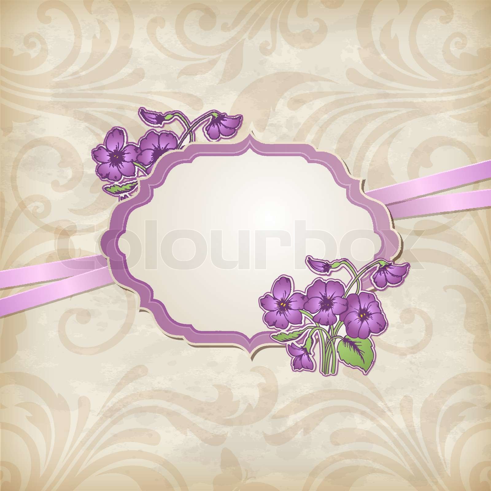 Label and violets | Stock vector | Colourbox