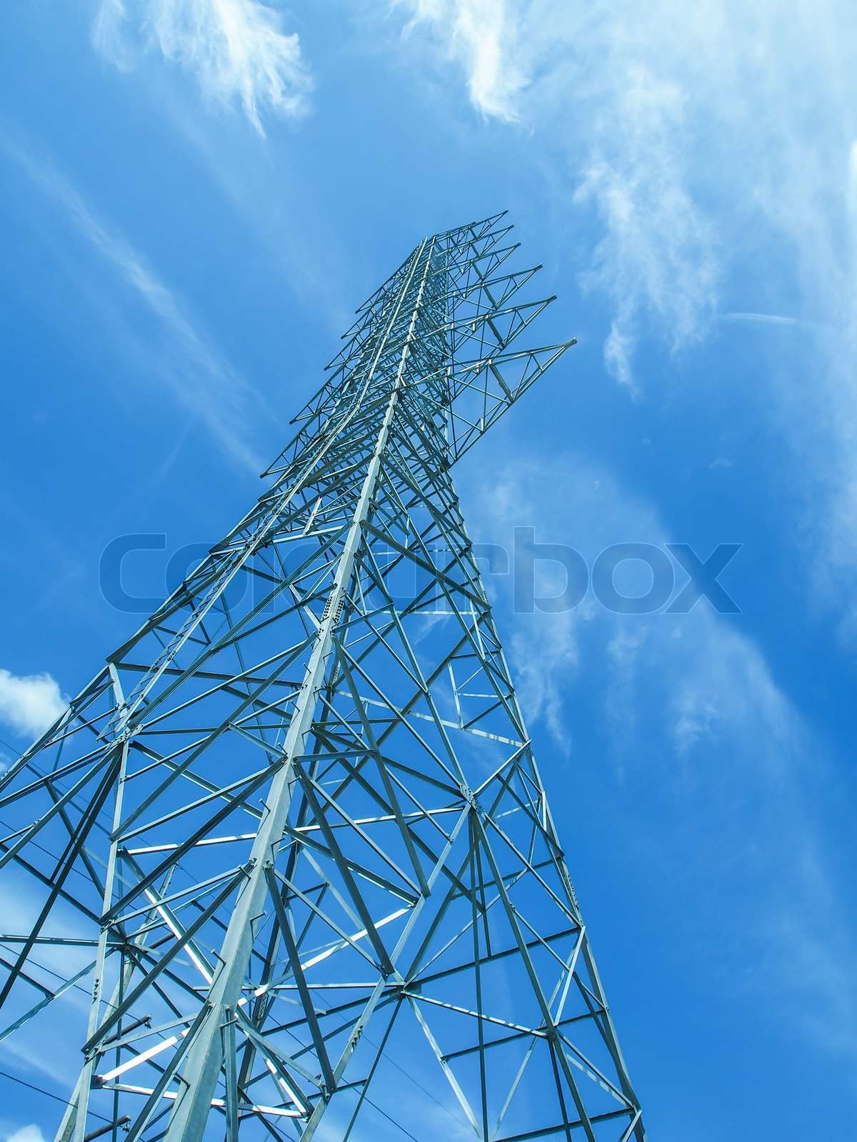 high voltage tower sky background. | Stock image | Colourbox