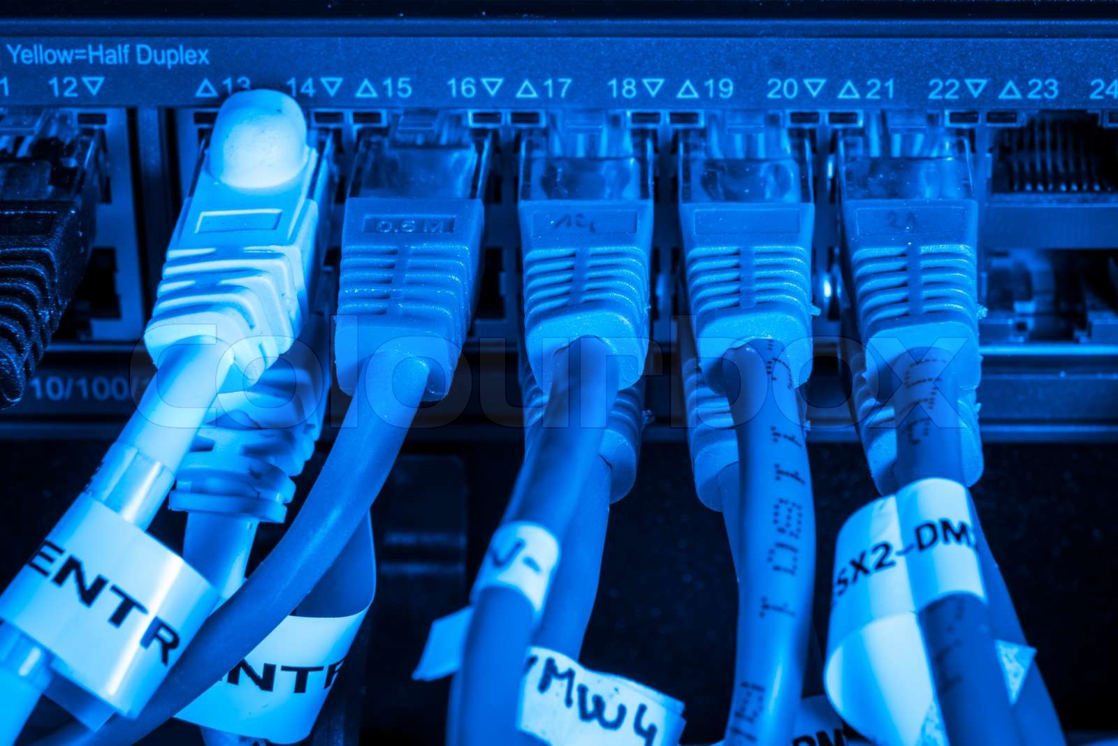 network hub and patch cables | Stock image | Colourbox