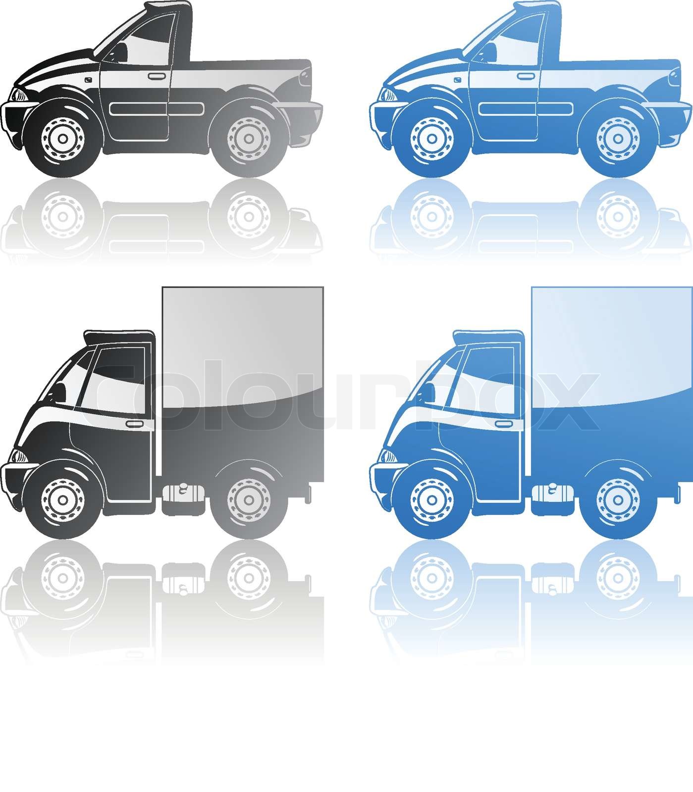 afhentning og lille lastbil | Stock vektor | Colourbox