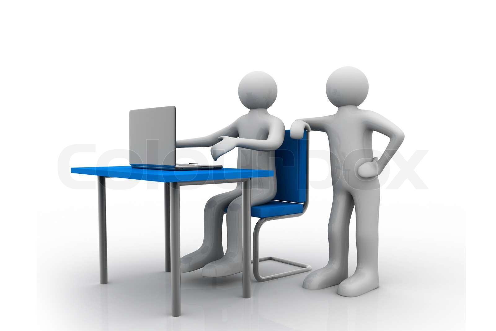 3D little human characters working | Stock image | Colourbox