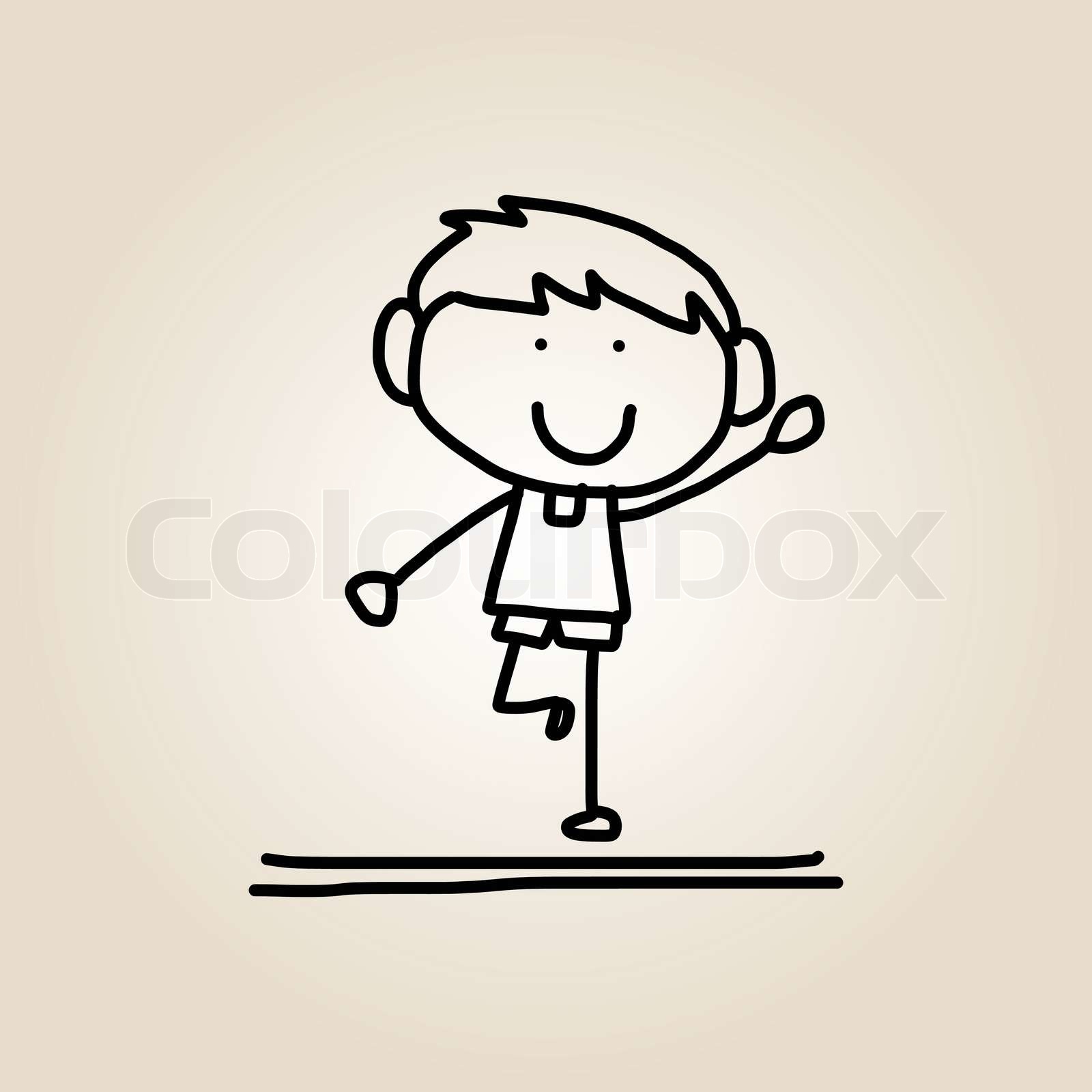 hand drawing cartoon happy kids | Stock vector | Colourbox