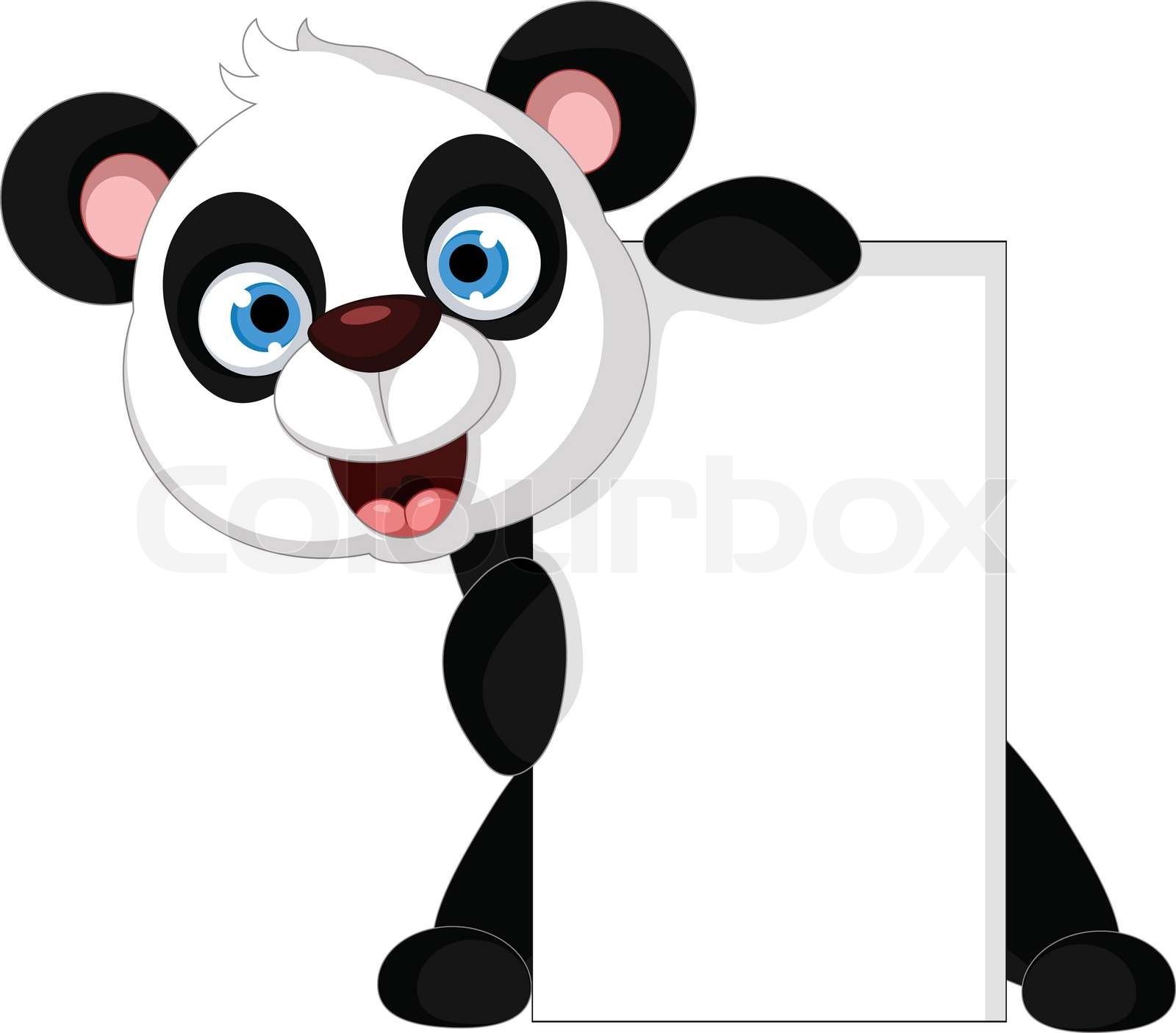 panda cartoon holding blank sign | Stock vector | Colourbox