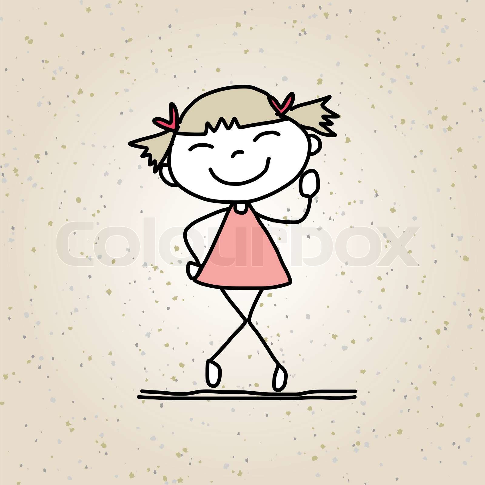 hand drawing cartoon happy kids | Stock vector | Colourbox