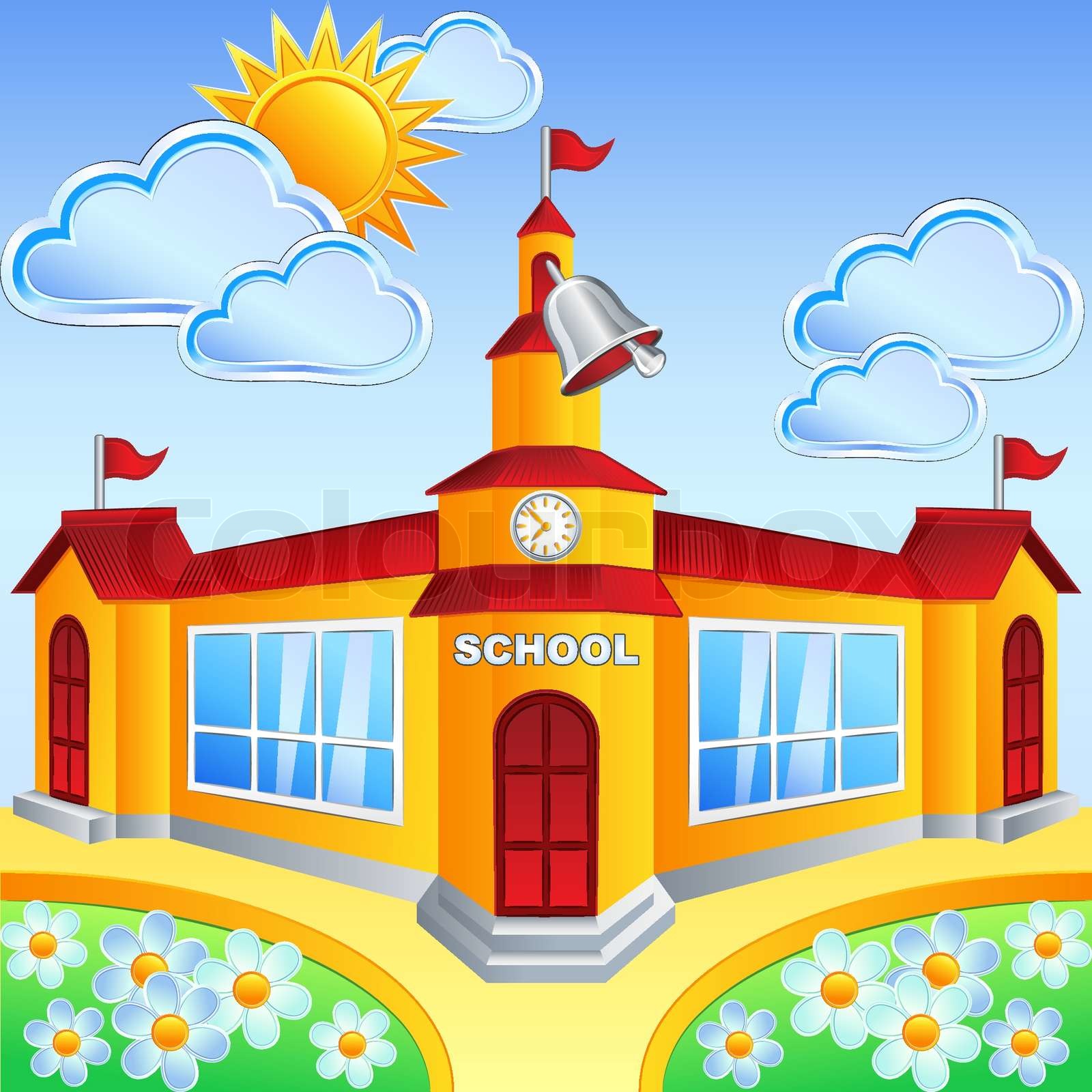 Vector cartoon schoolbuilding | Stock vector | Colourbox