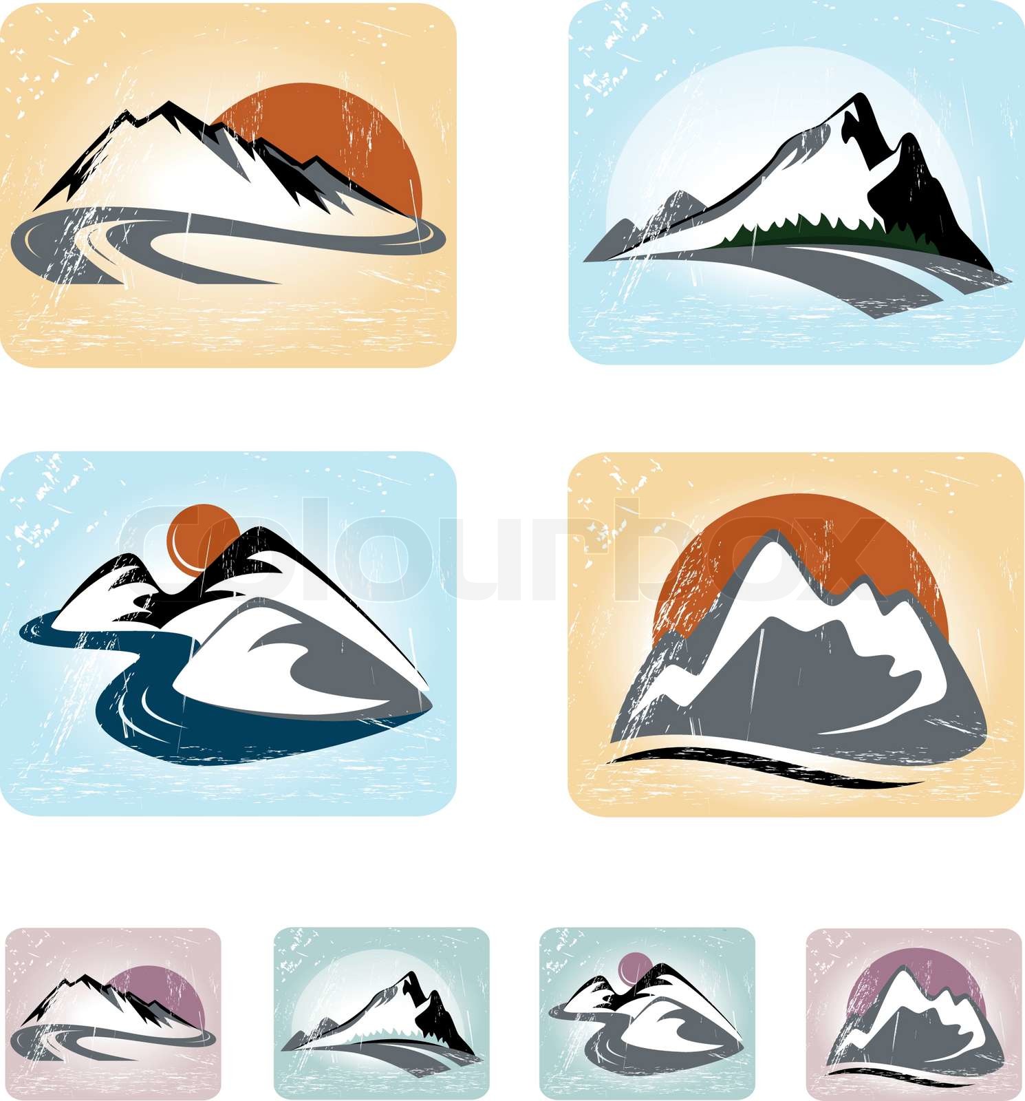 Mountains emblem set | Stock vector | Colourbox