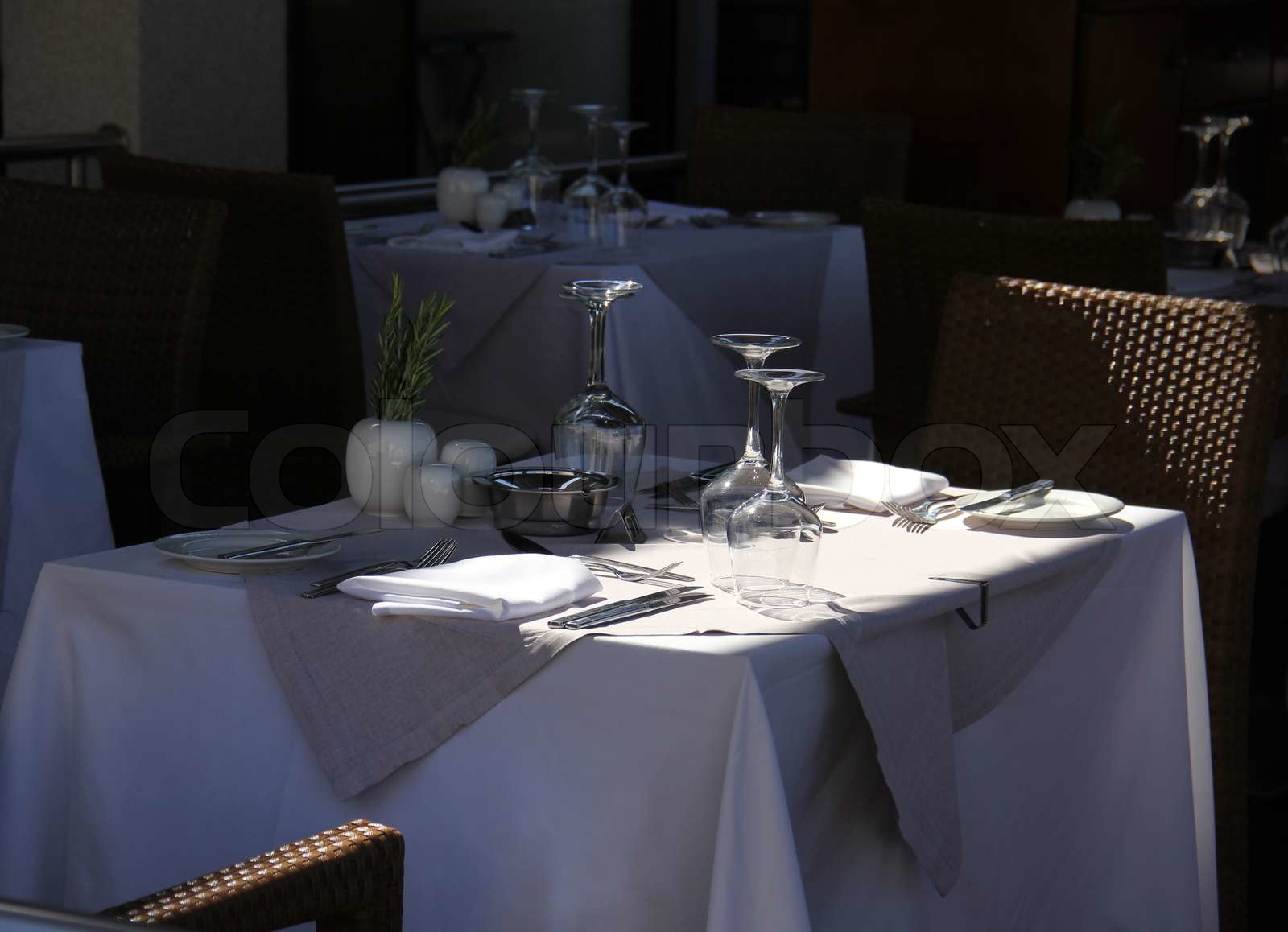 Terrace restaurant table waiting for guests | Stock image | Colourbox