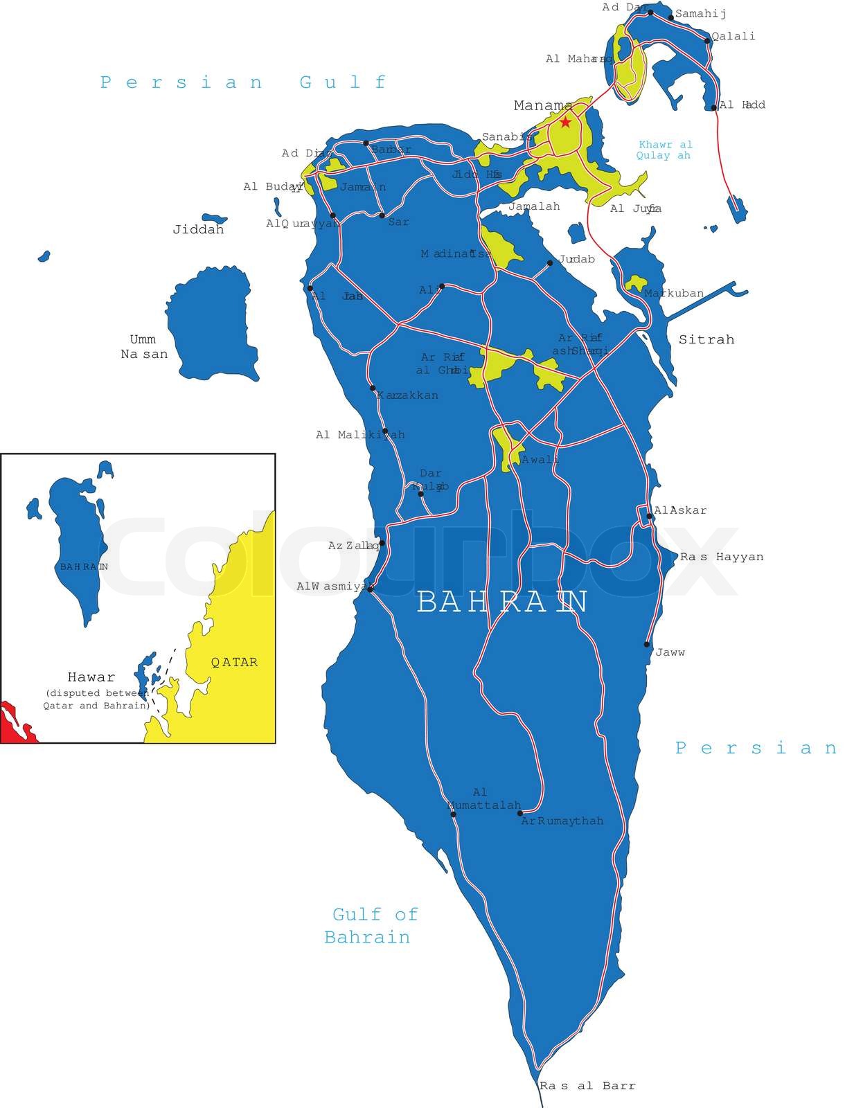 Bahrain map | Stock vector | Colourbox