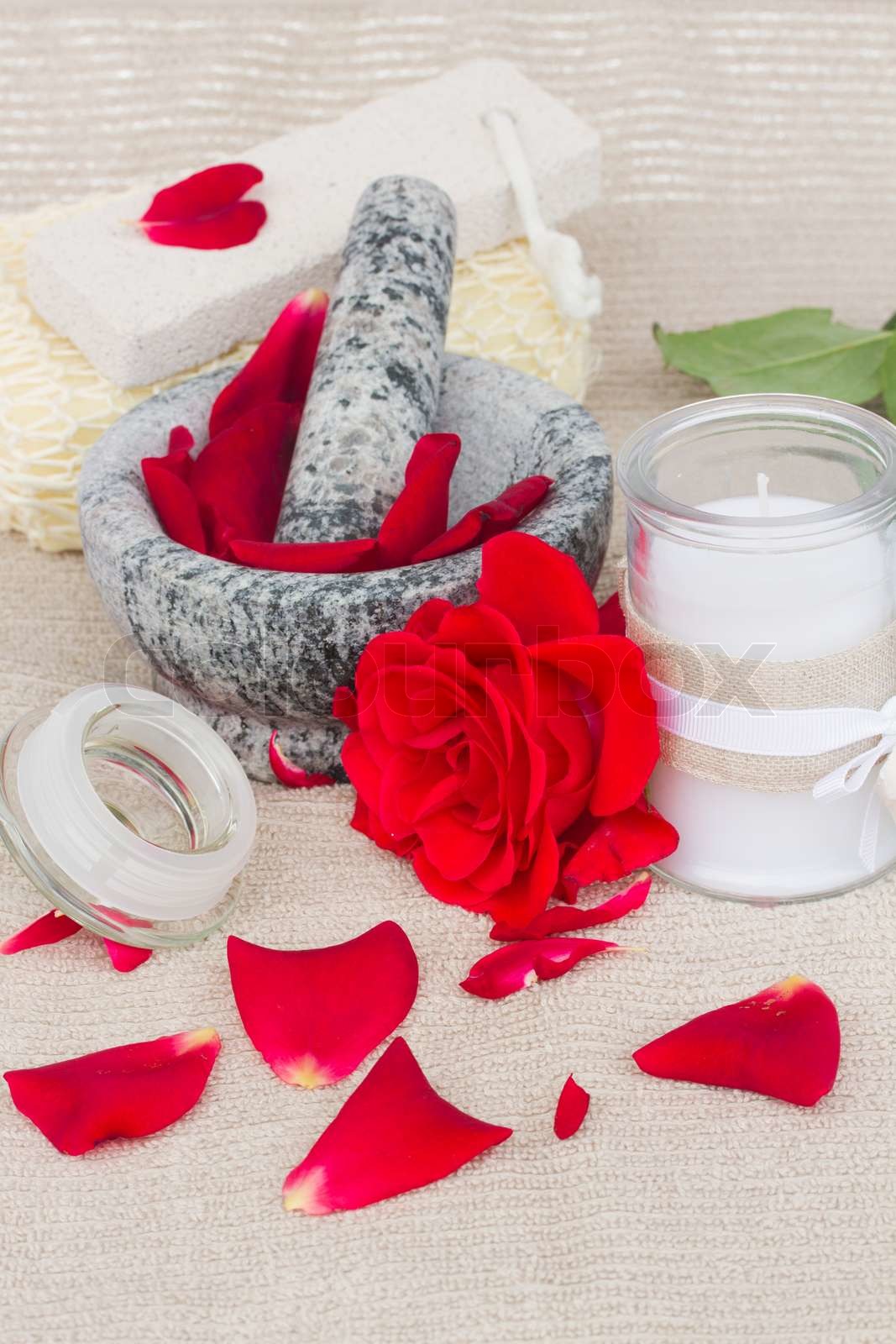 spa settings with roses | Stock image | Colourbox