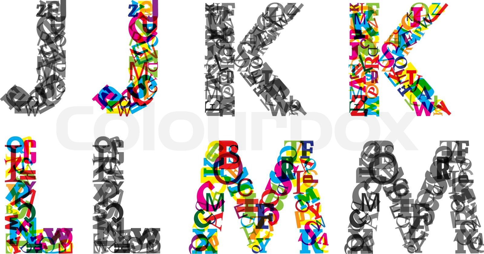 Colorful and monochrome letters | Stock vector | Colourbox