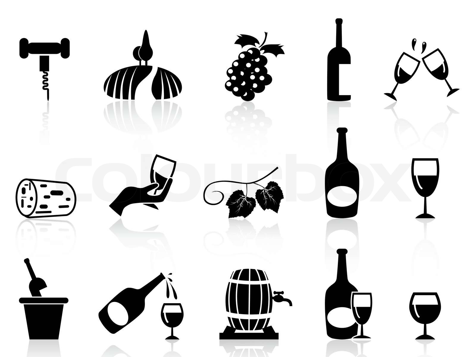 grape wine icons set | Stock vector | Colourbox