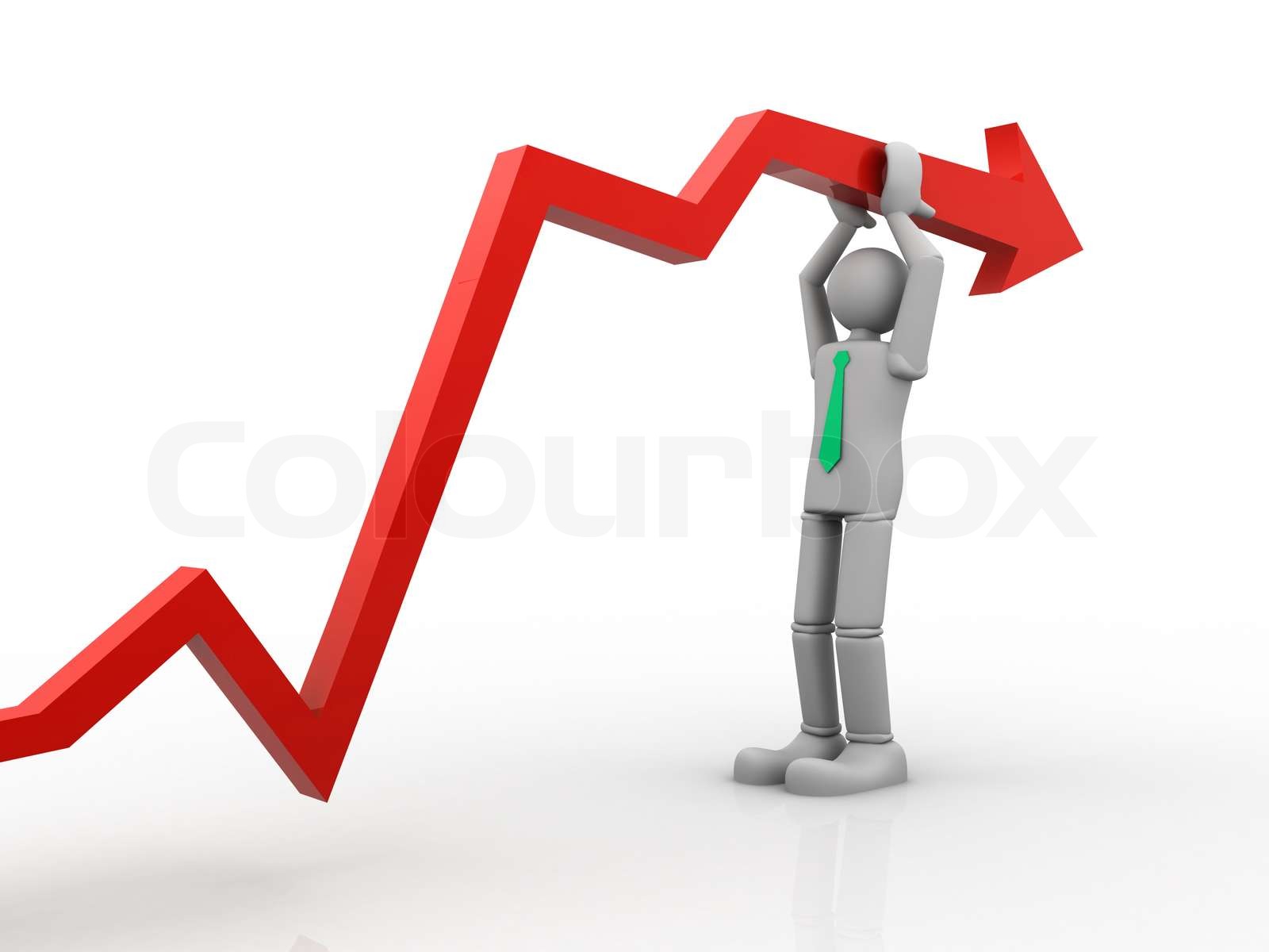 3d person leaning on a rising graph arrow | Stock image | Colourbox
