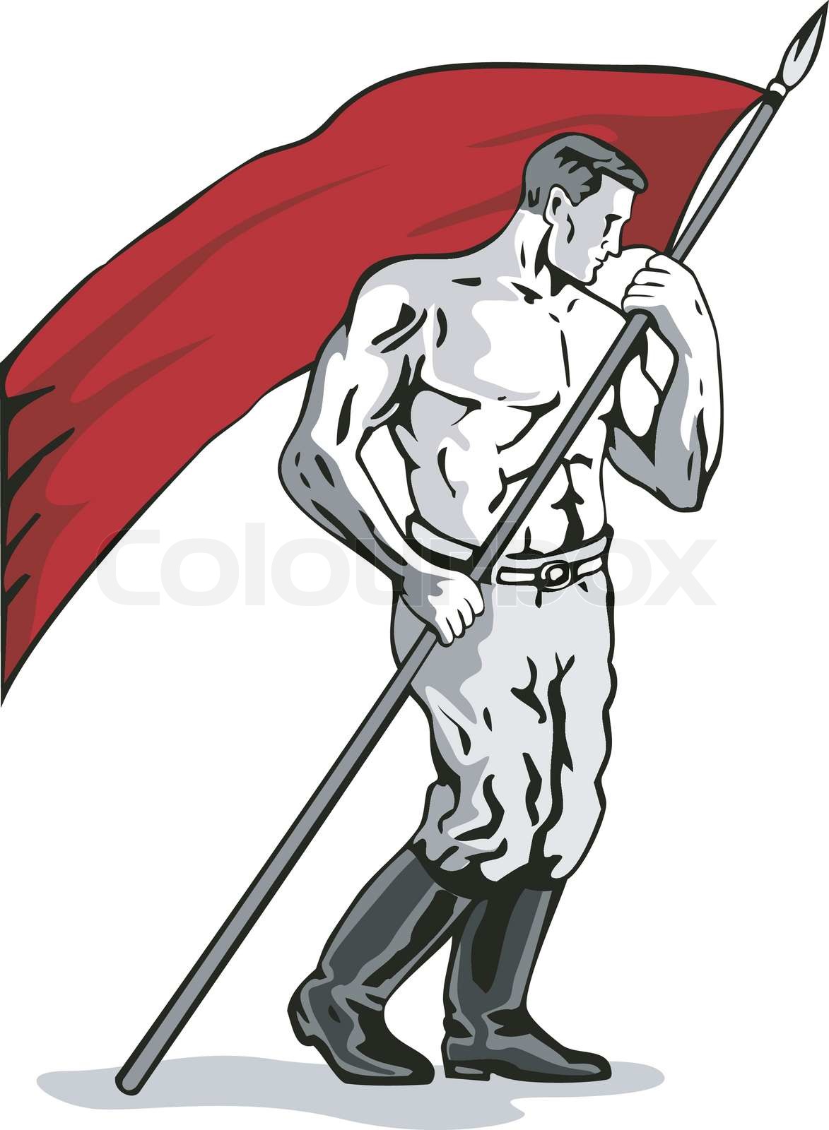 Man Holding Flag | Stock vector | Colourbox