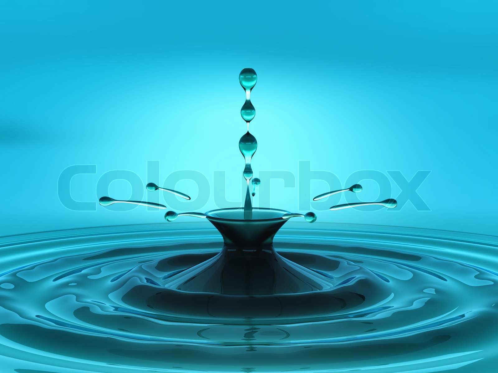Splashes and drops of blue liquid with splatter | Stock image | Colourbox