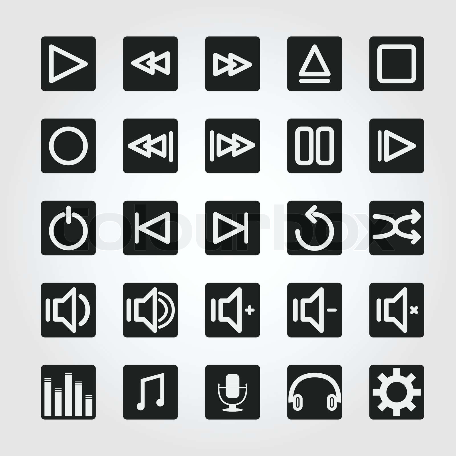 Media player icons set | Stock vector | Colourbox