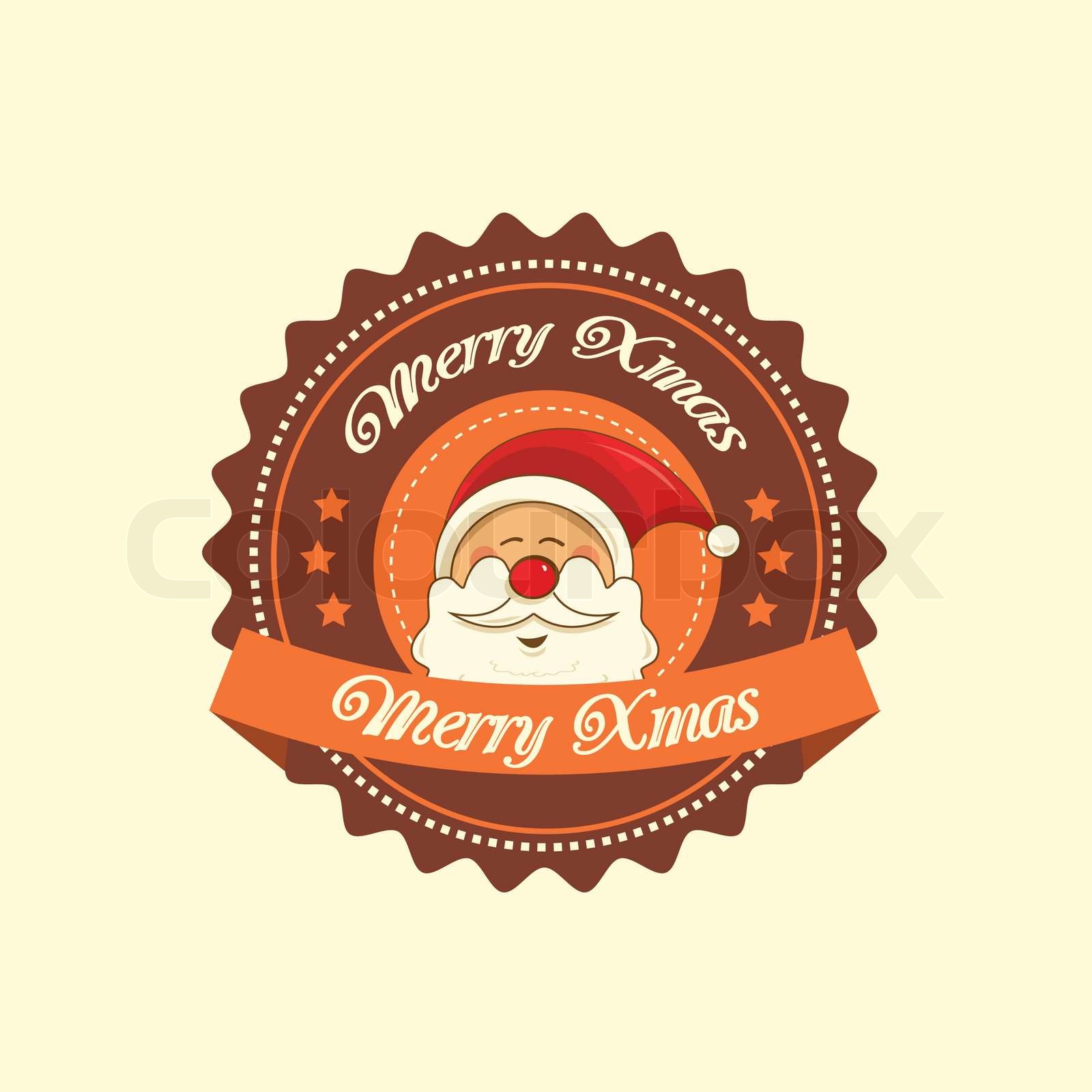 Santa Claus christmas label in brown | Stock vector | Colourbox