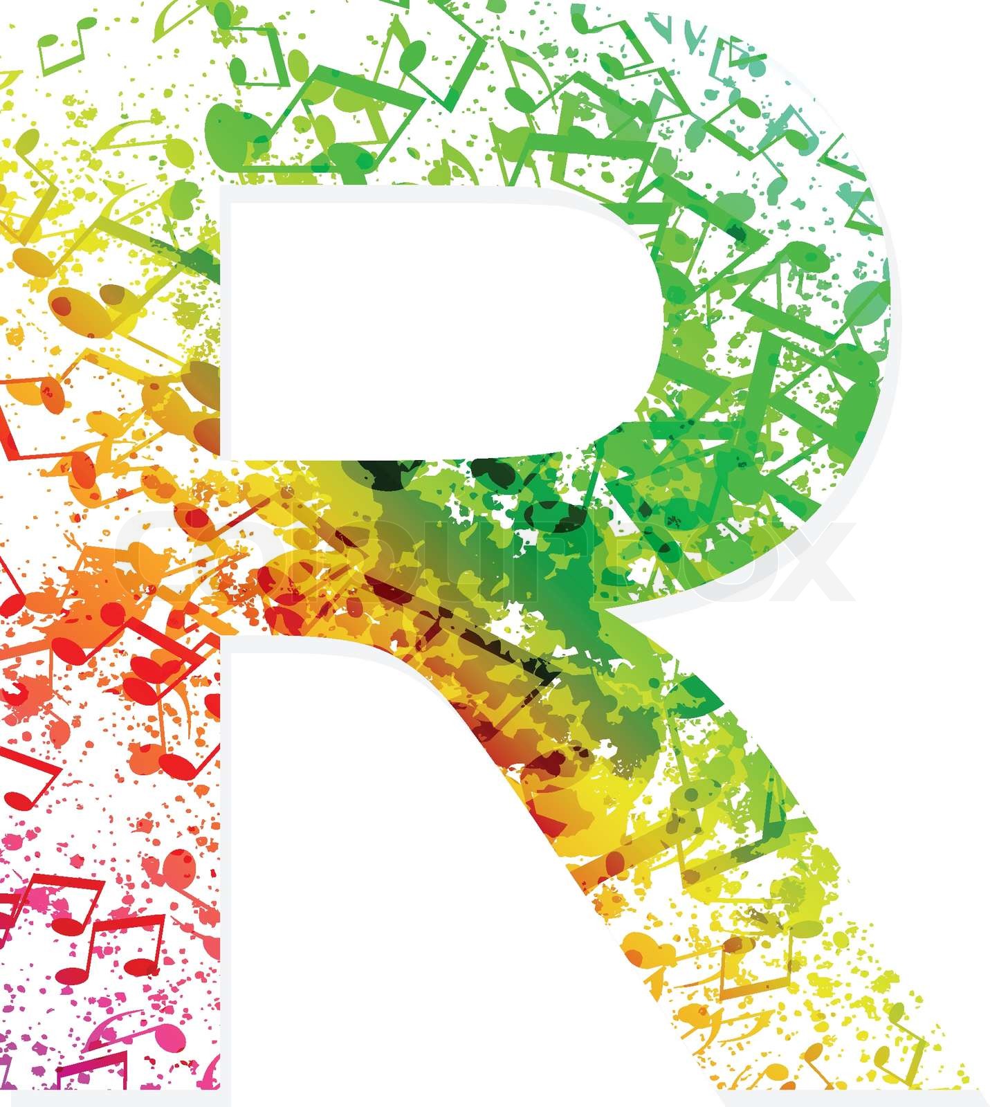 Music theme grungy font Letter R | Stock vector | Colourbox