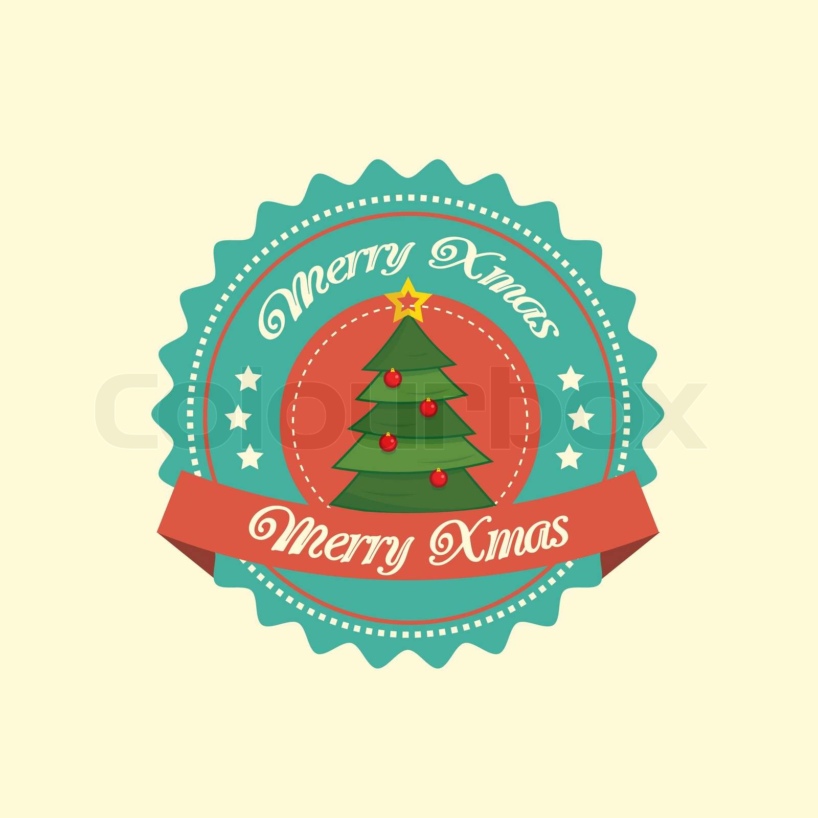 Christmas tree label in green | Stock vector | Colourbox