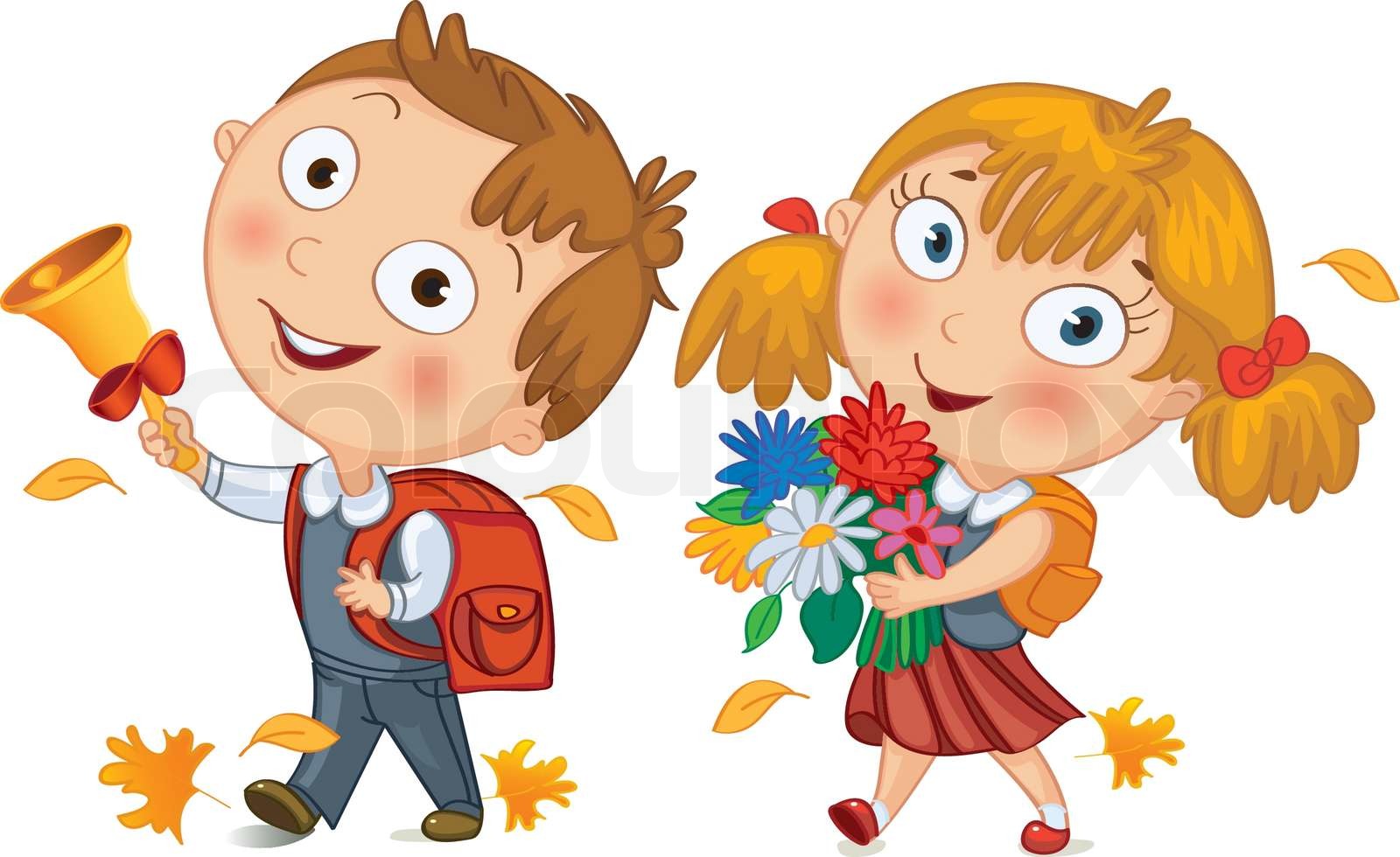 tegneserie, skole, barn | Stock vektor | Colourbox