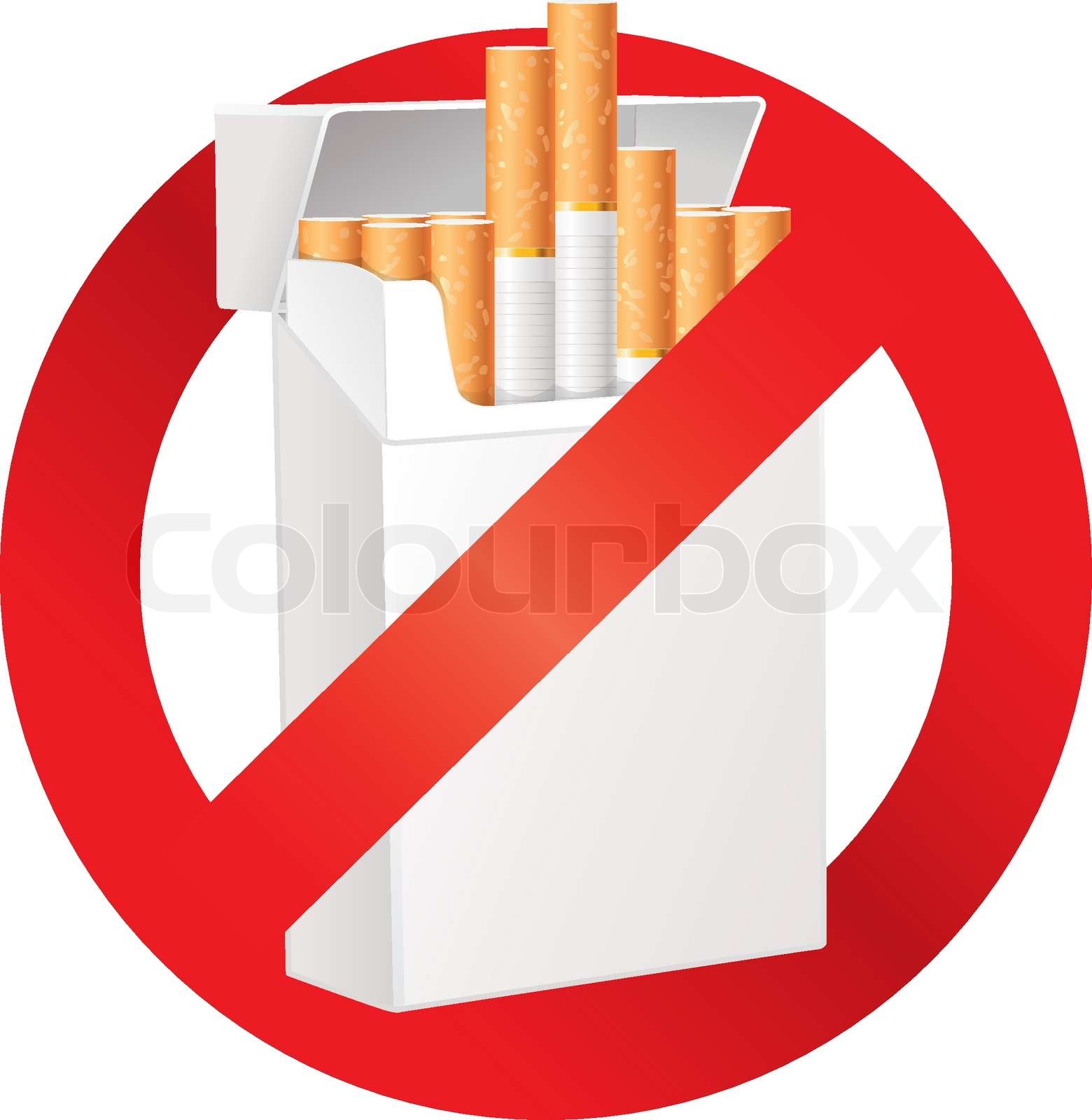 No smoking On the dangers of smoking Cigarette pack Prohibitory sign ...