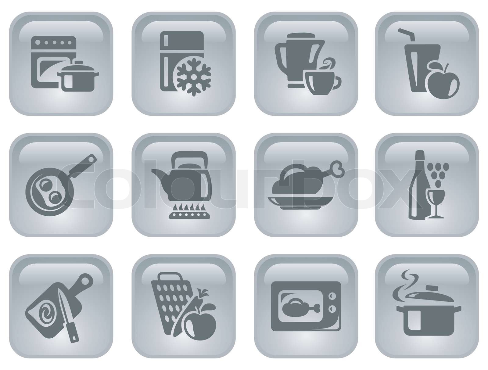Kitchen and cooking buttons | Stock vector | Colourbox