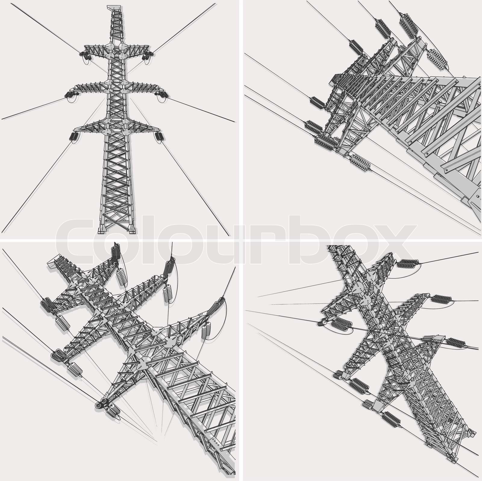 Power Transmission Line, vector illustration | Stock vector | Colourbox
