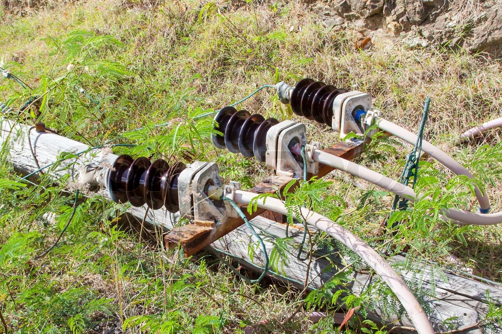 Old electric pole fallen | Stock image | Colourbox