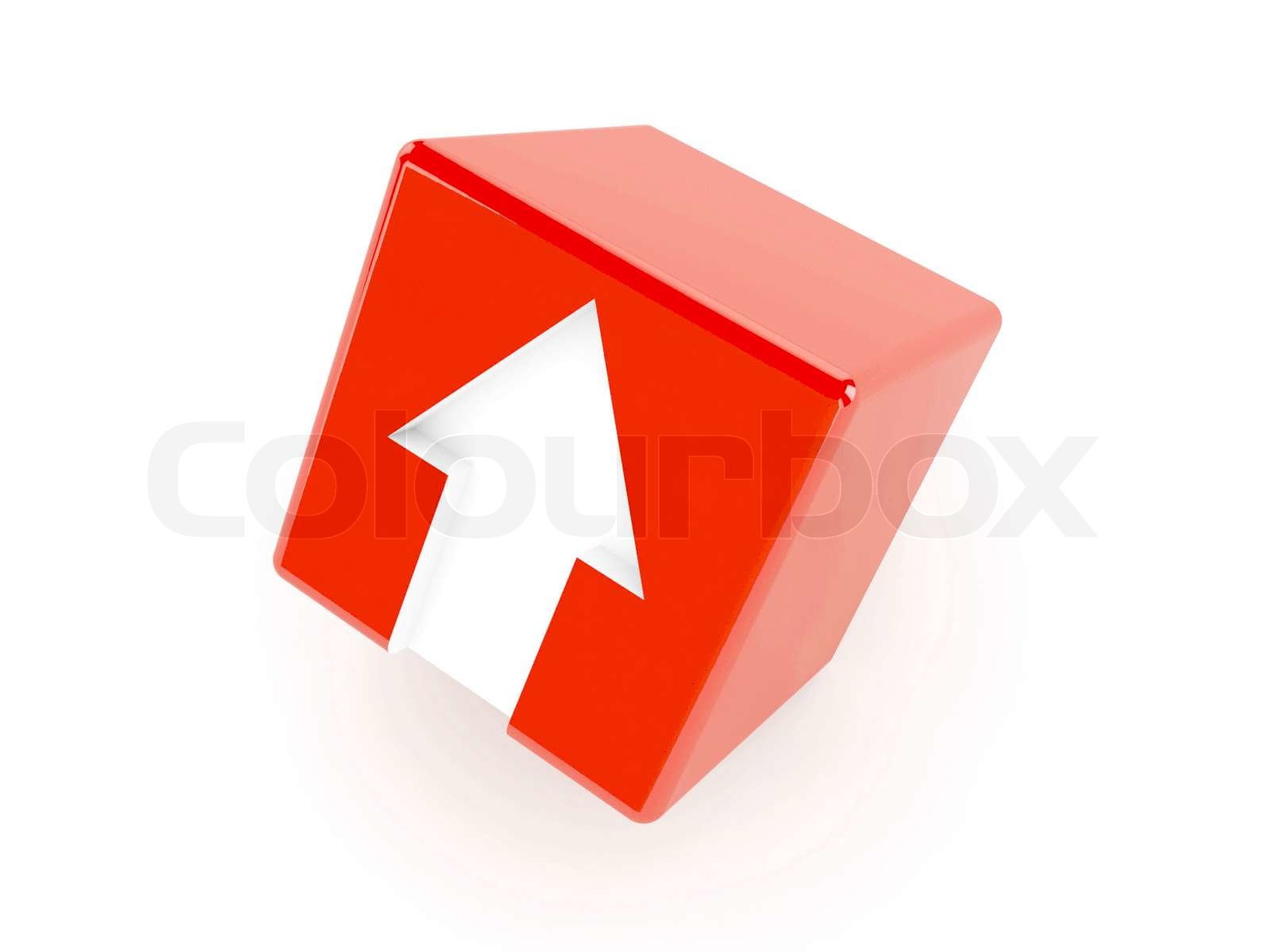 3D red cube with an arrow pointing up. Concept illustration | Stock ...