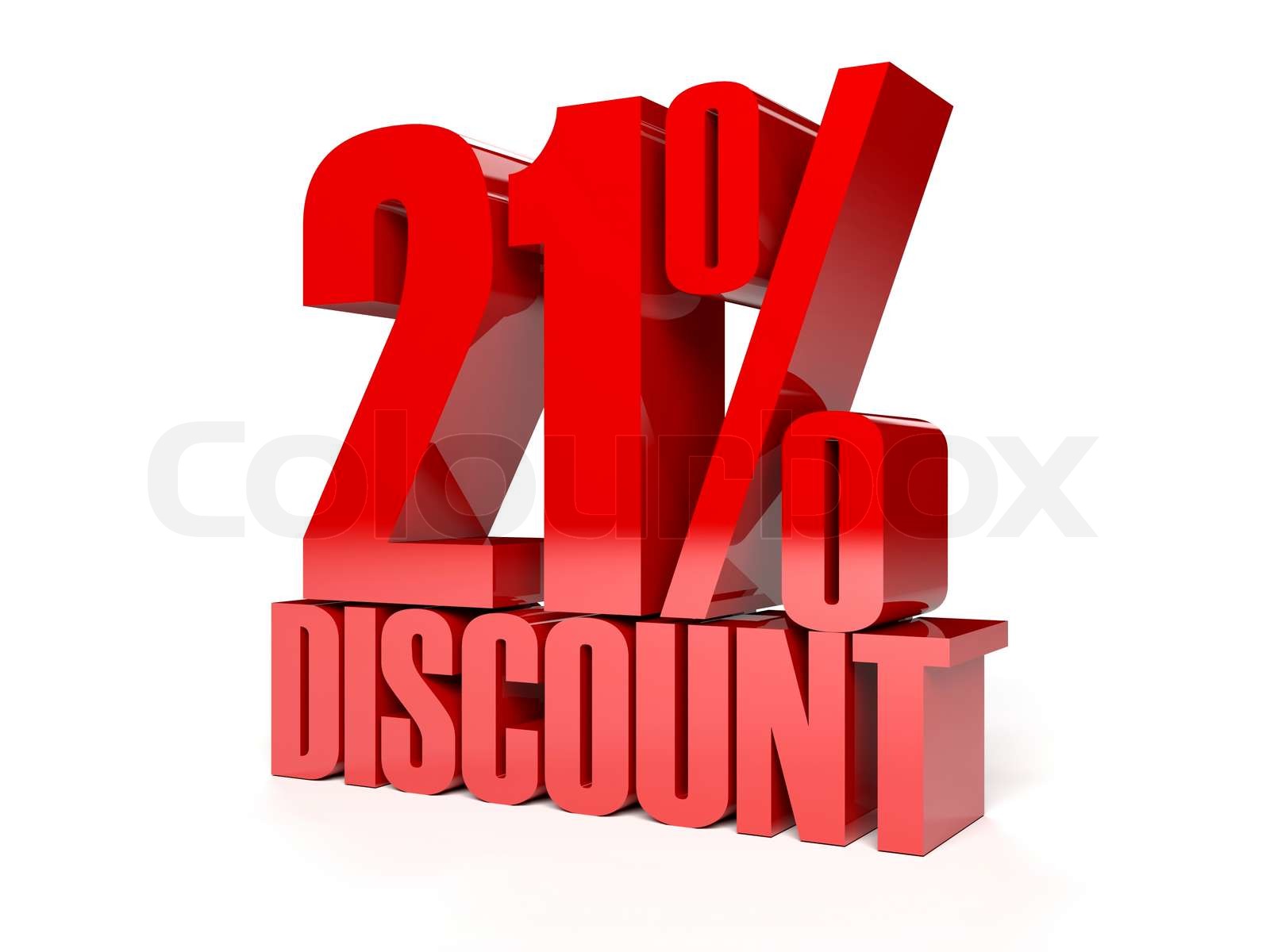 21 percent discount. Red shiny text. Concept 3D illustration. | Stock ...