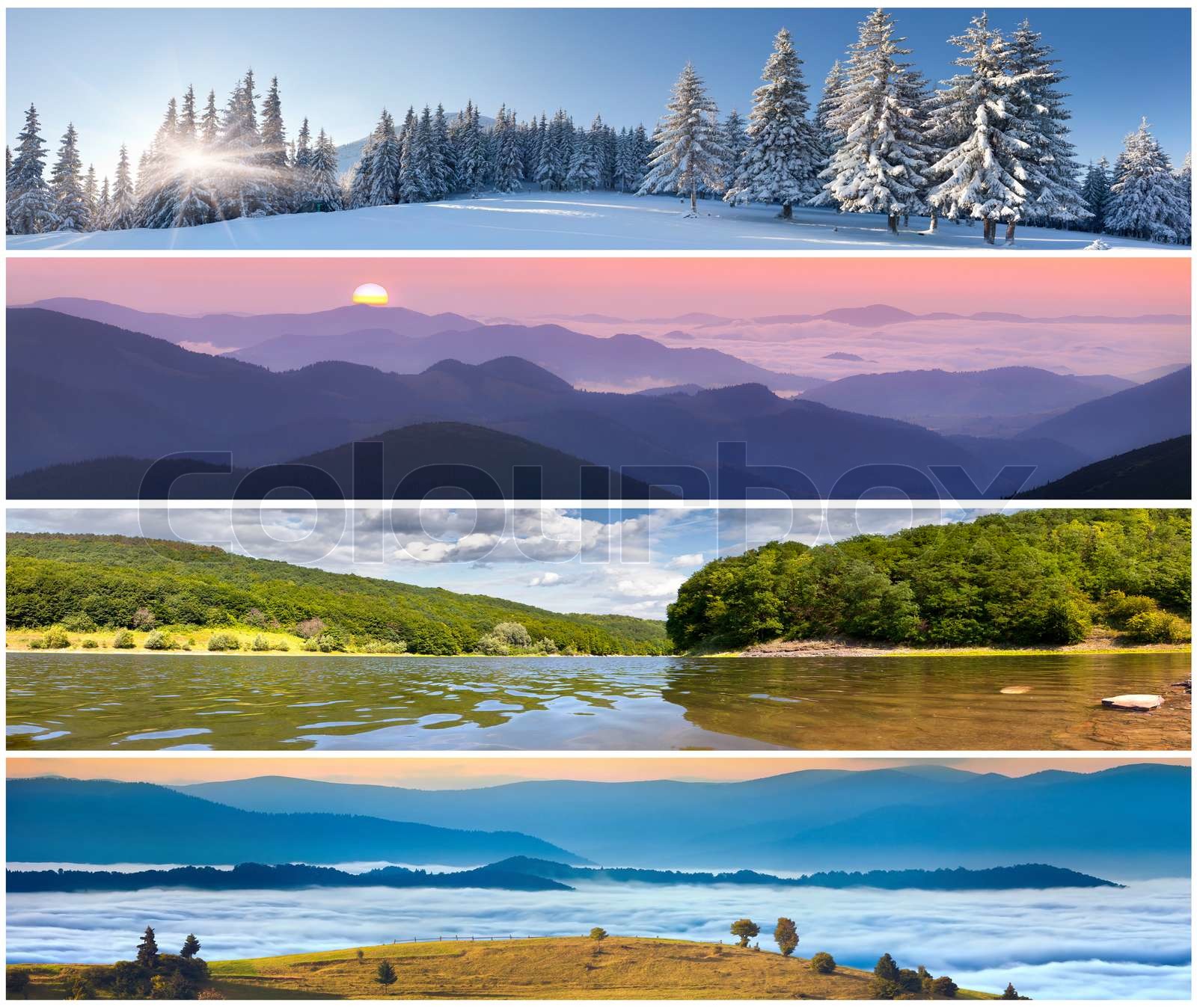 Set of the 4 seasons landscape for banners | Stock image | Colourbox