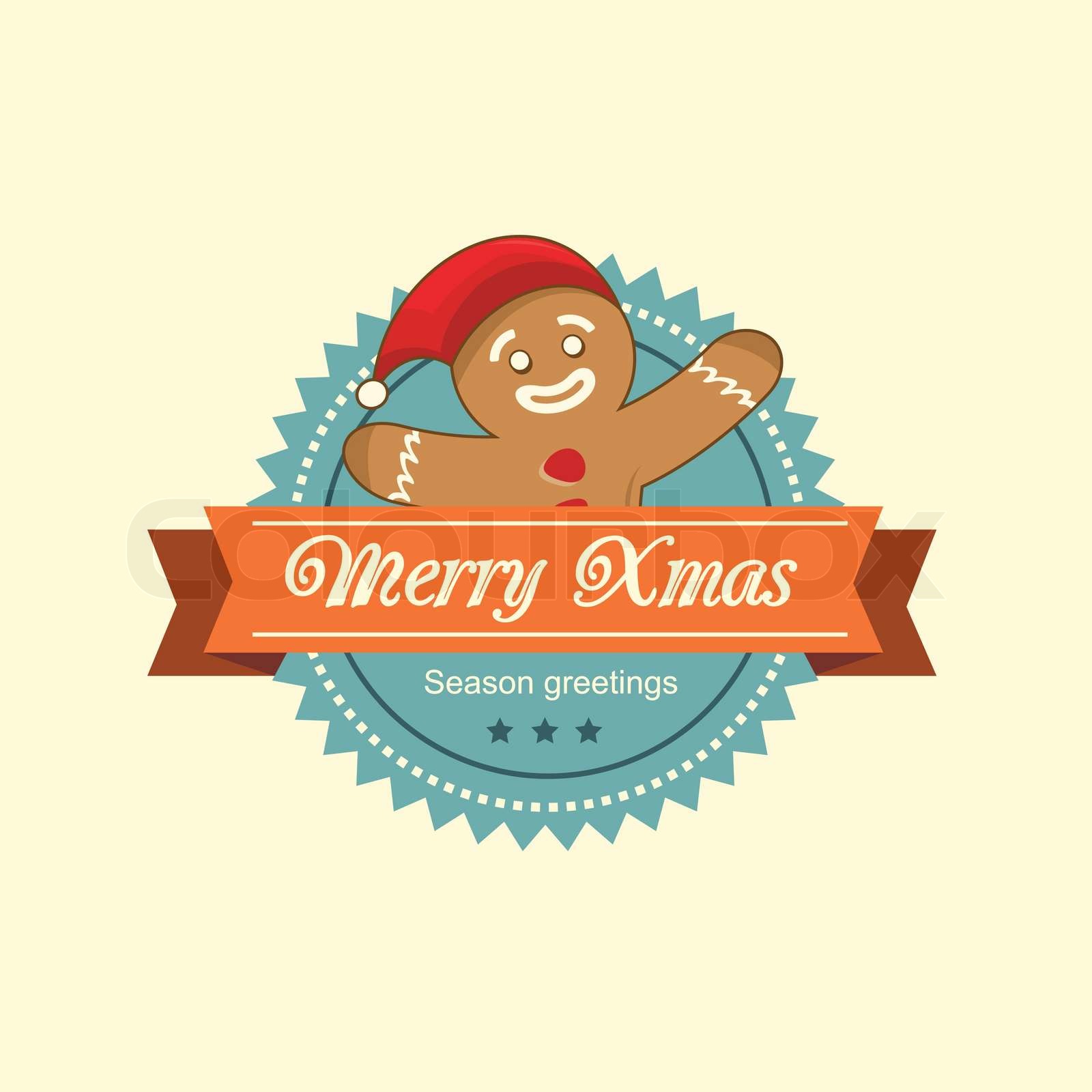 Gingerbread man label in blue | Stock vector | Colourbox