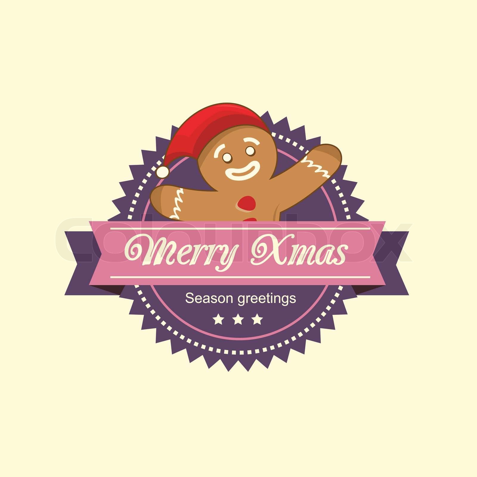 Gingerbread man label in purple | Stock vector | Colourbox