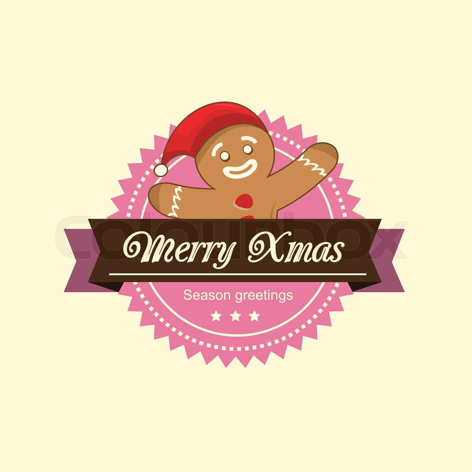 Gingerbread man label in pink | Stock vector | Colourbox