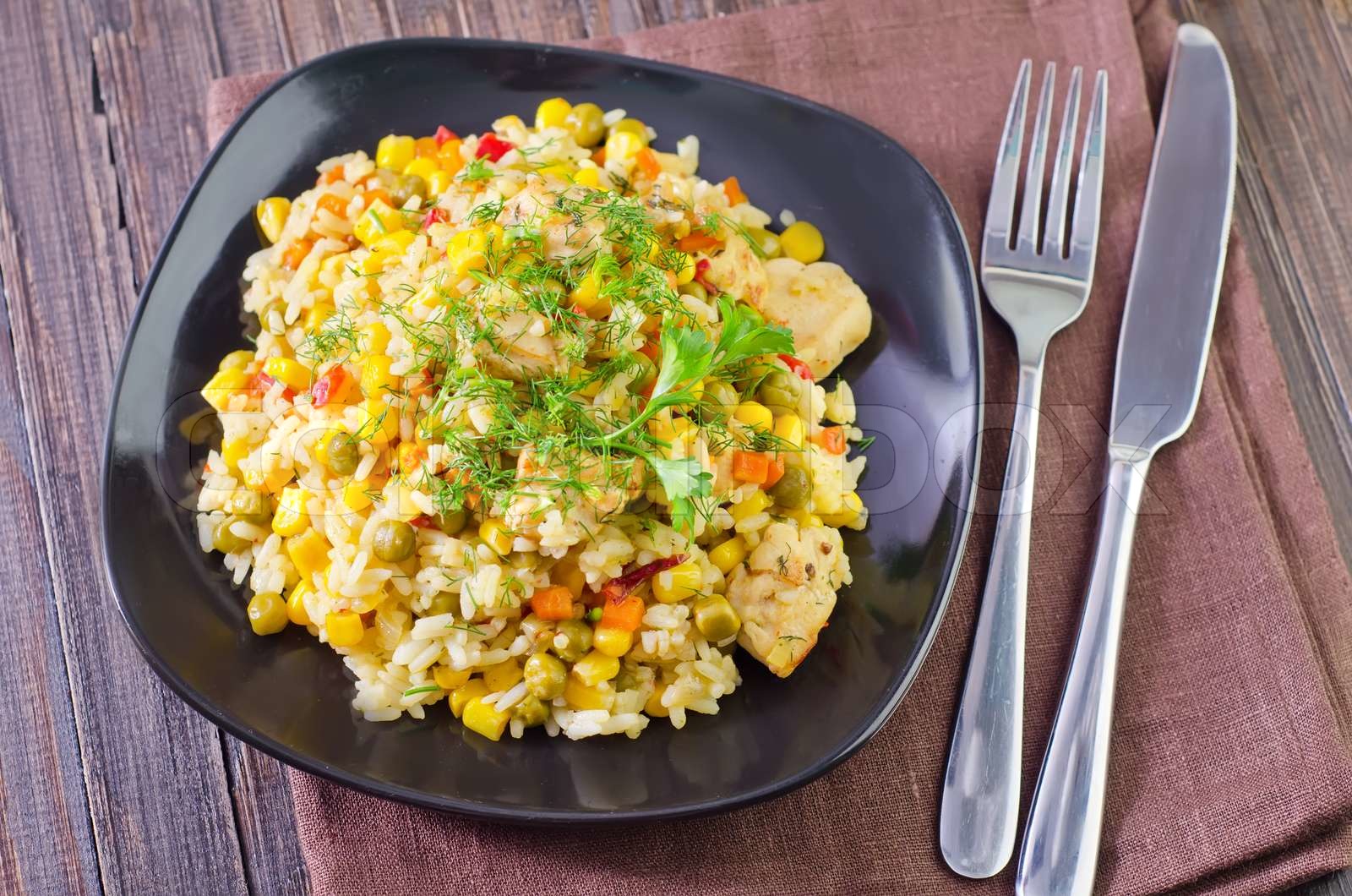 rice with meat and vegetables | Stock image | Colourbox
