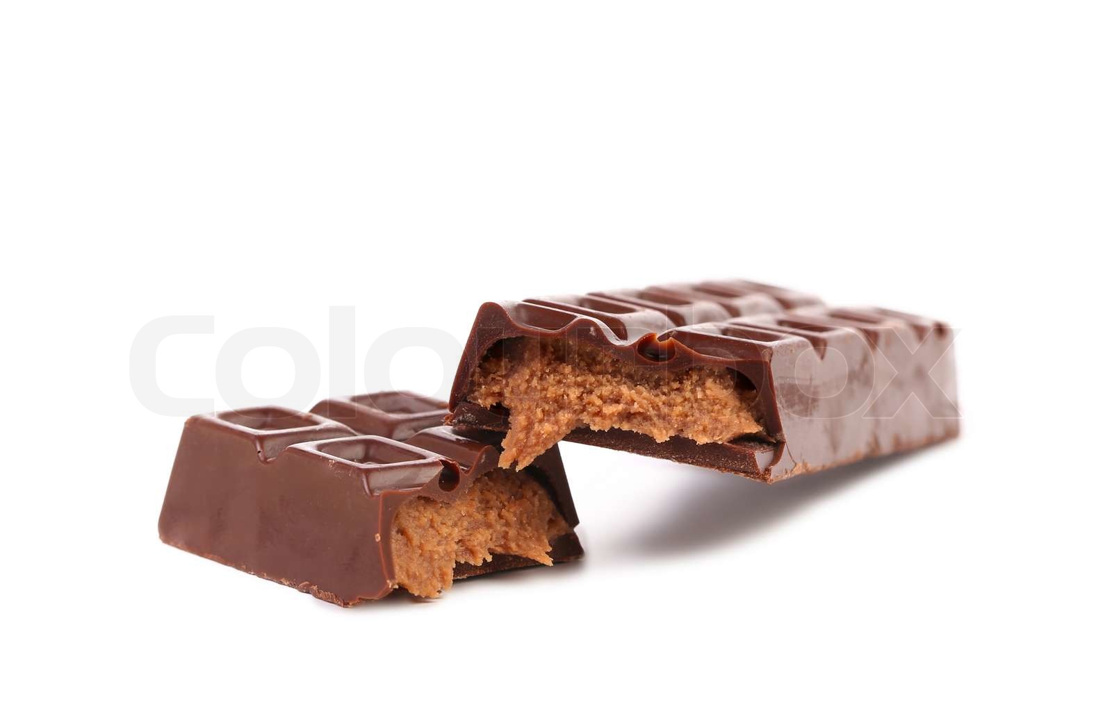 Dark chocolate bar with sweet creamy filling | Stock image | Colourbox