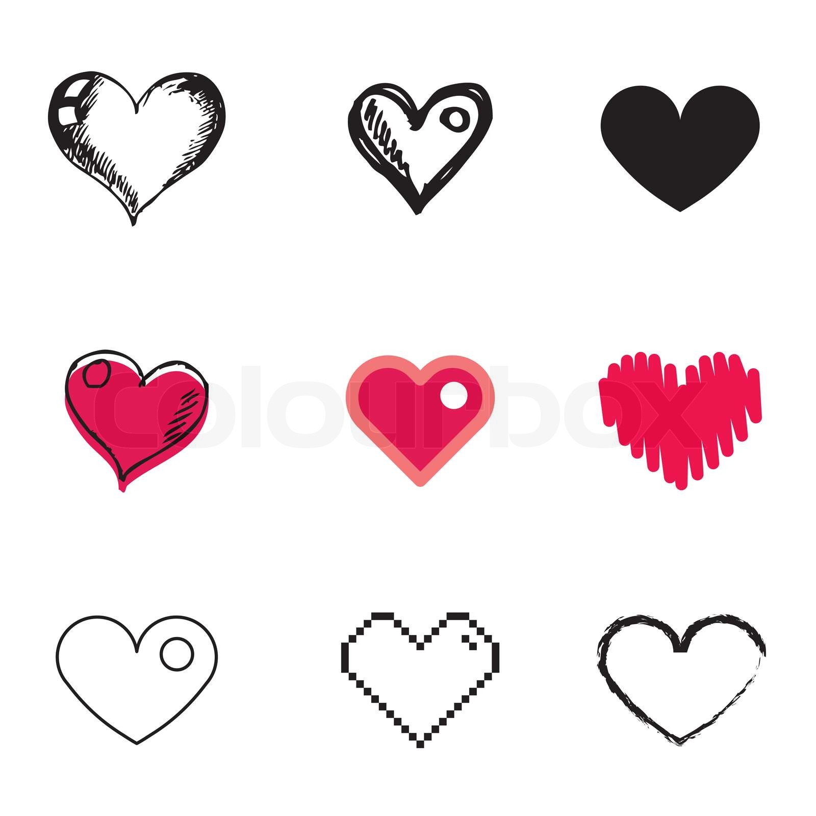 Herz Symbole Symbolsatz | Stock-Vektor | Colourbox