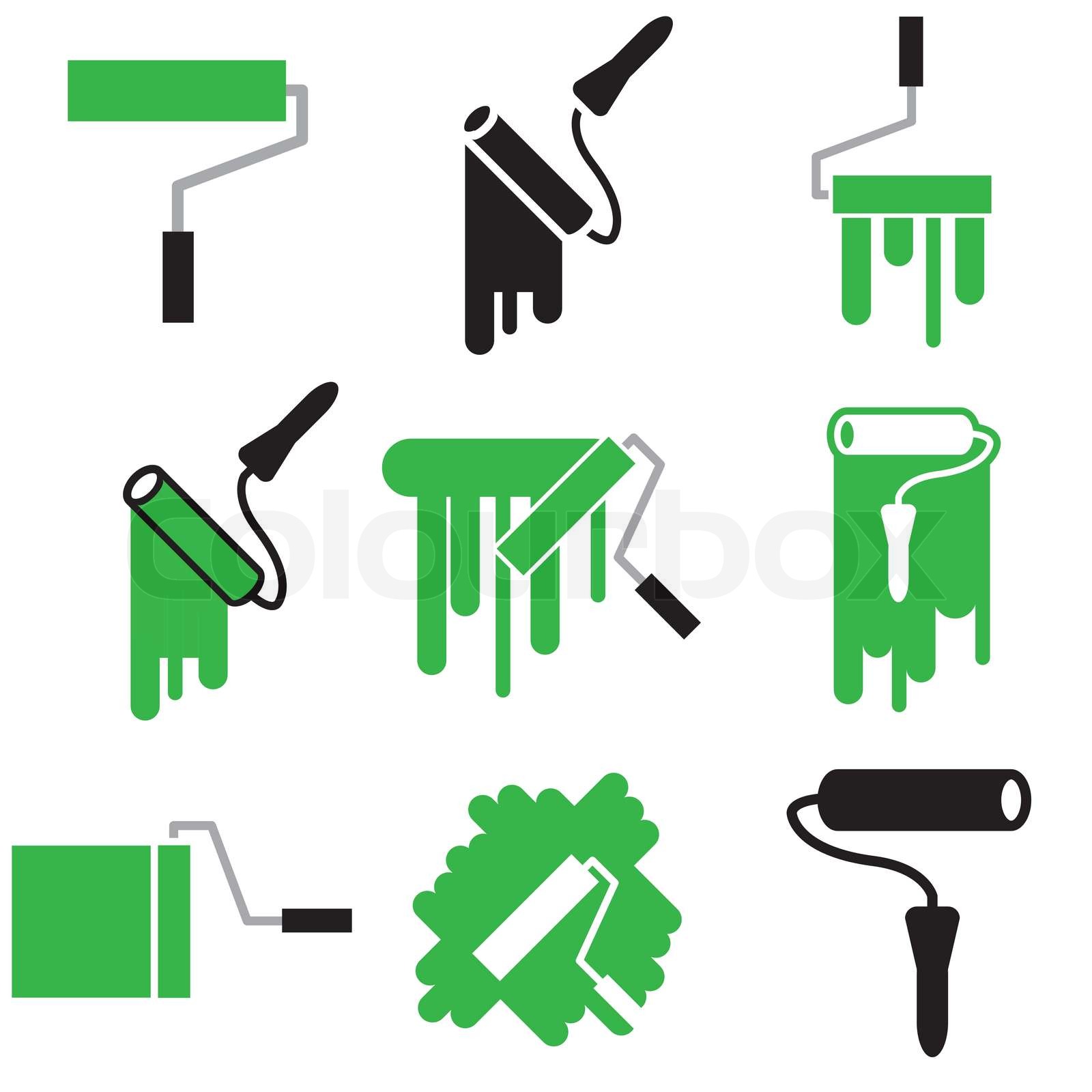 Walze und Farbe Icons | Stock-Vektor | Colourbox