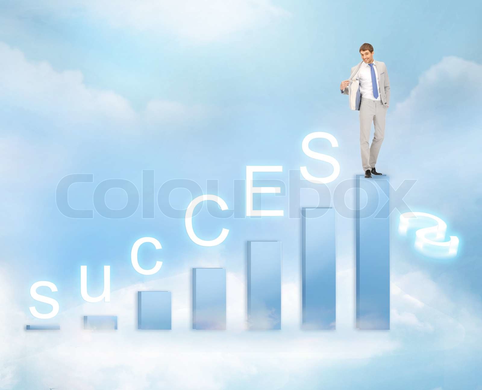 Kaufmann mit großen 3D-Diagramm | Stock Bild | Colourbox