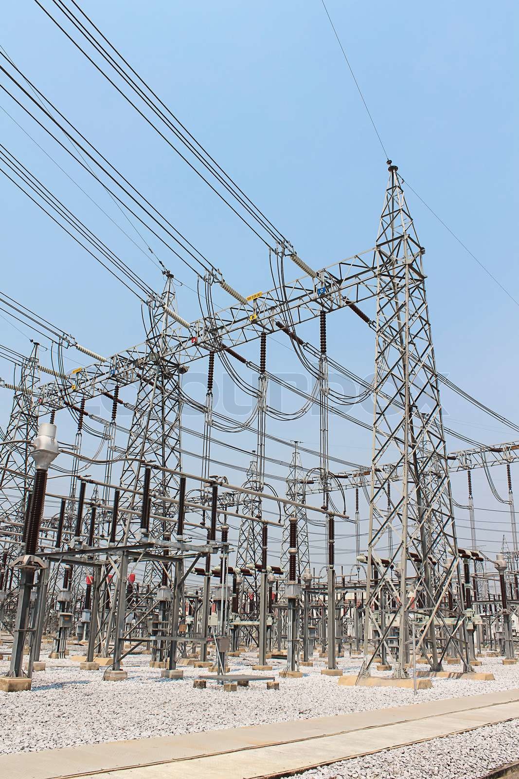 Electricity transmission yard | Stock image | Colourbox