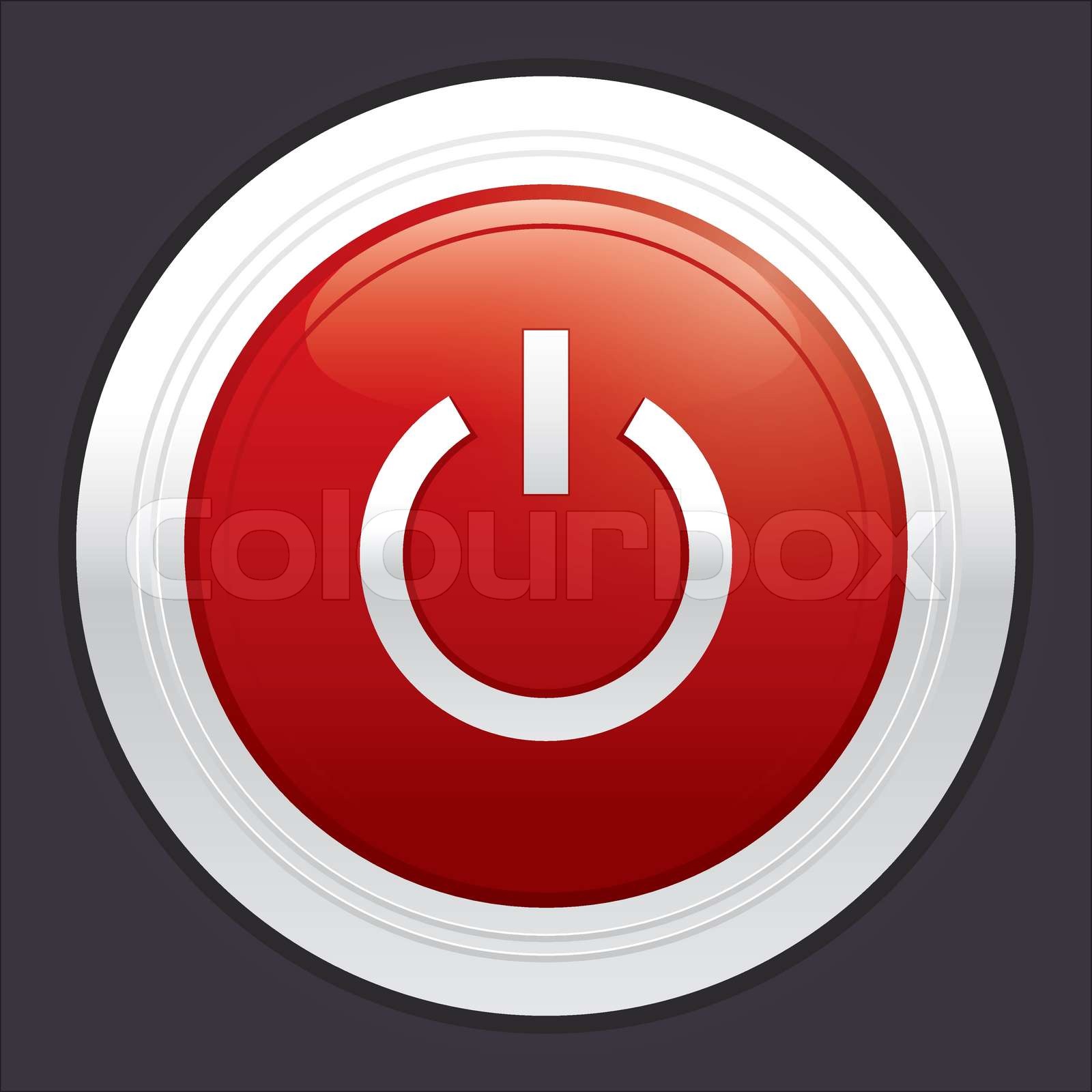 Power-Taste Rote runde Aufkleber | Stock-Vektor | Colourbox